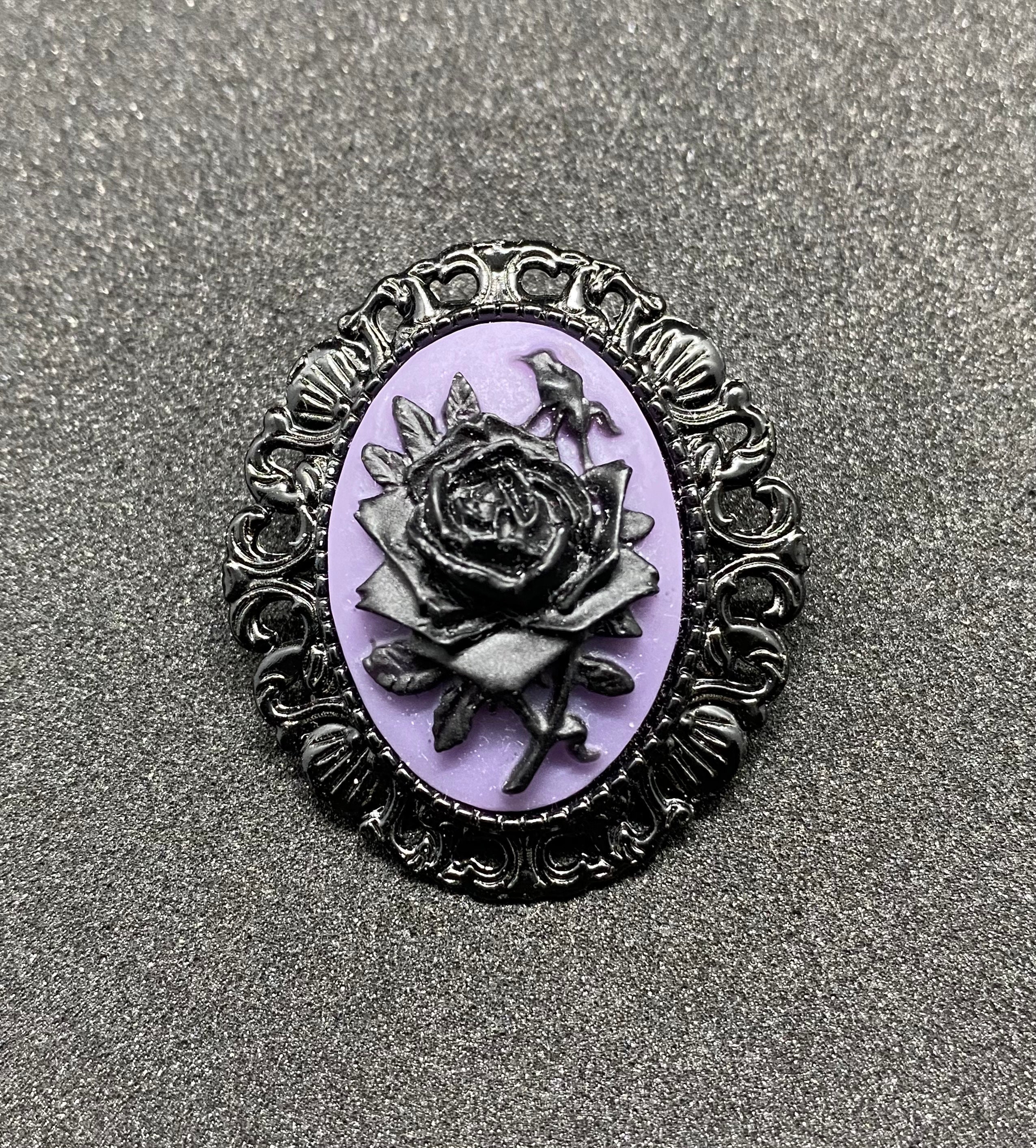 Purple and Black Rose Cameo Brooch - Etsy