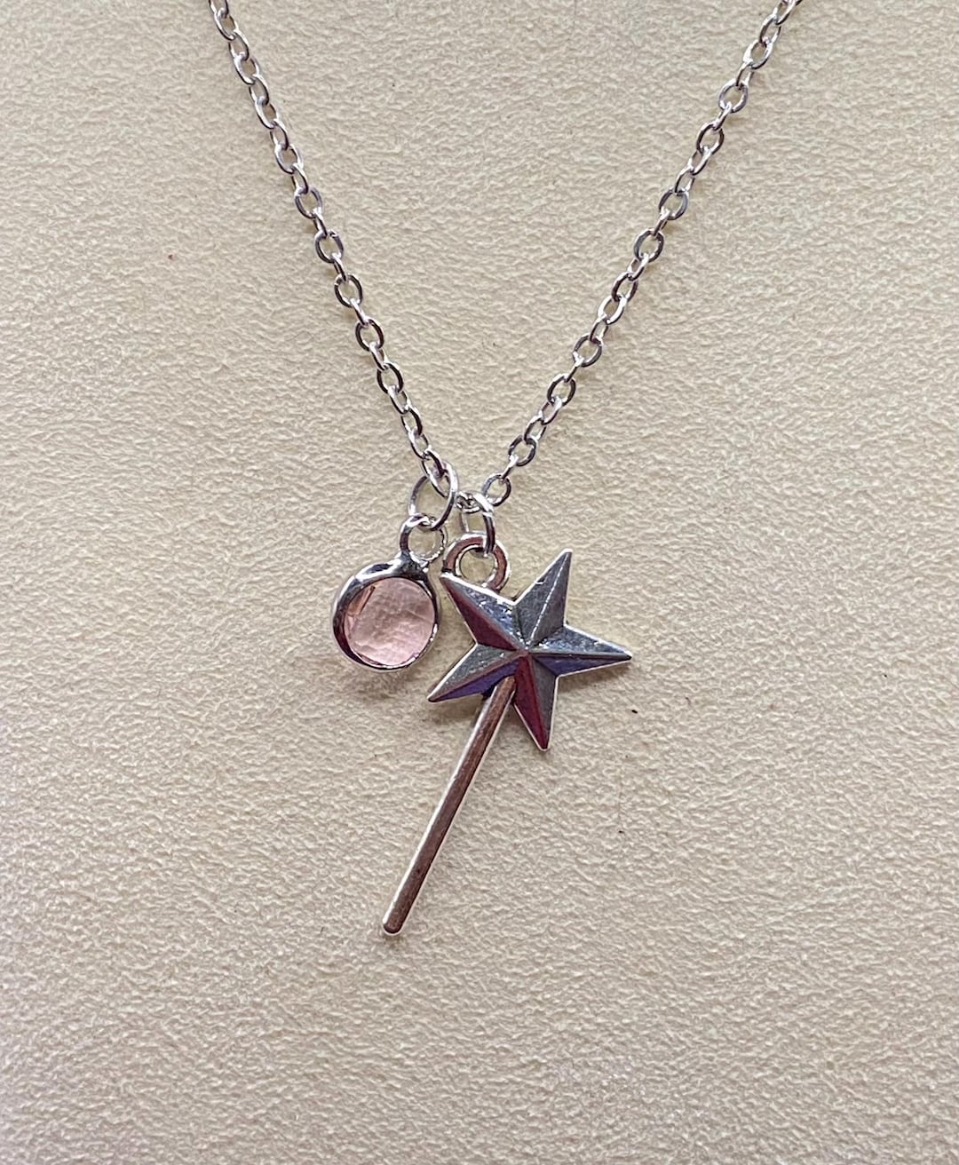 Glinda Inspired Star Wand and Crystal Charm Necklace - Etsy