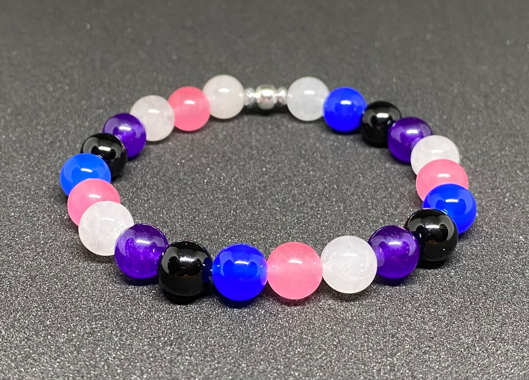 Genderfluid Pride Flag Beaded Gemstone Bracelet - Etsy