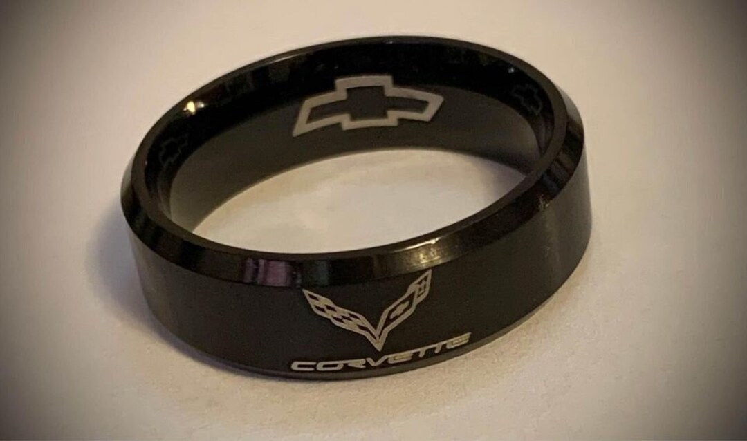 Size 12.5 C7 Chevy Corvette 8MM Inspired Titanium Black Ring - Etsy