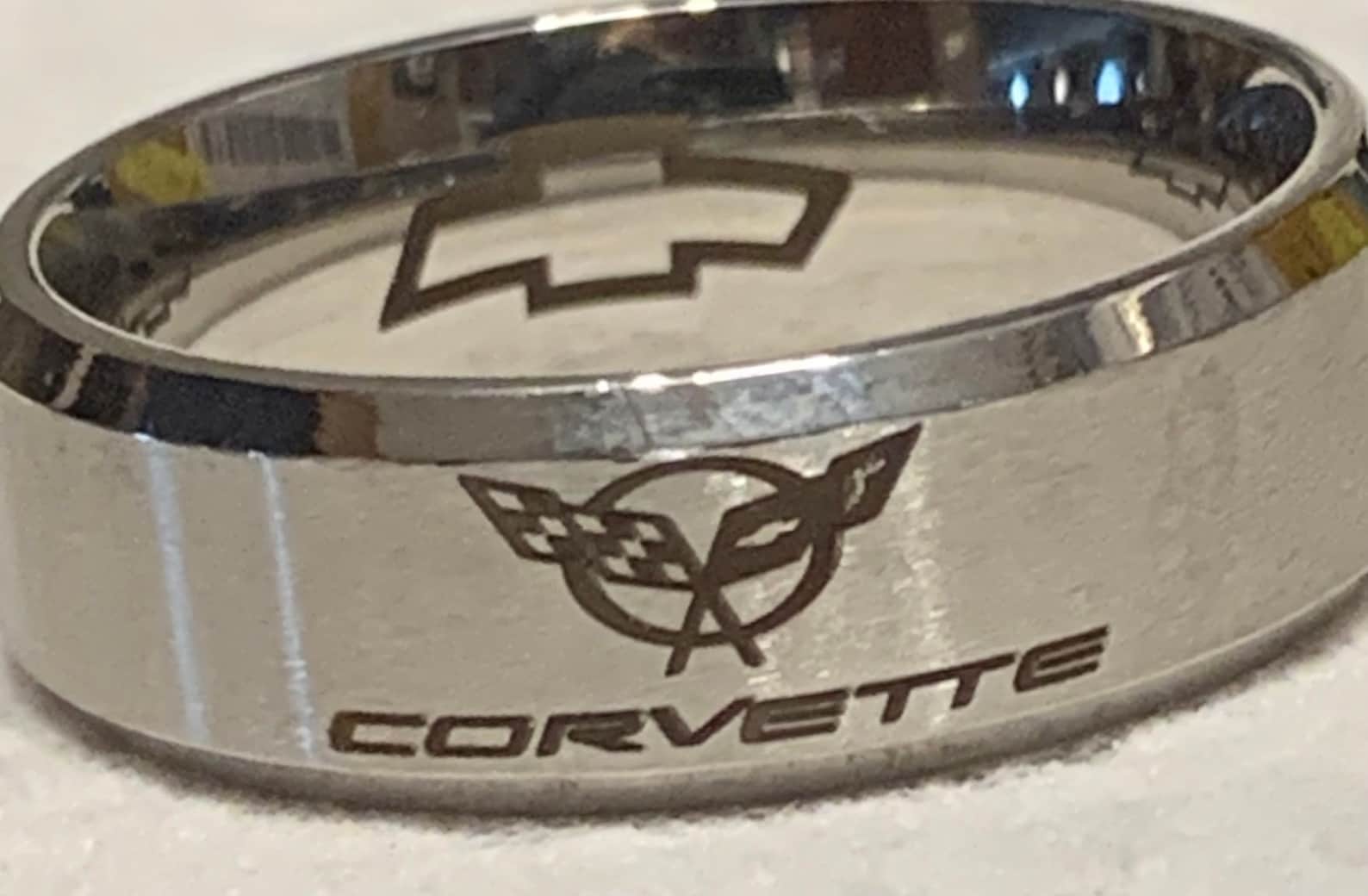 Size 6 Chevy Corvette 8MM Inspired Titanium Silver Color Ring - Etsy
