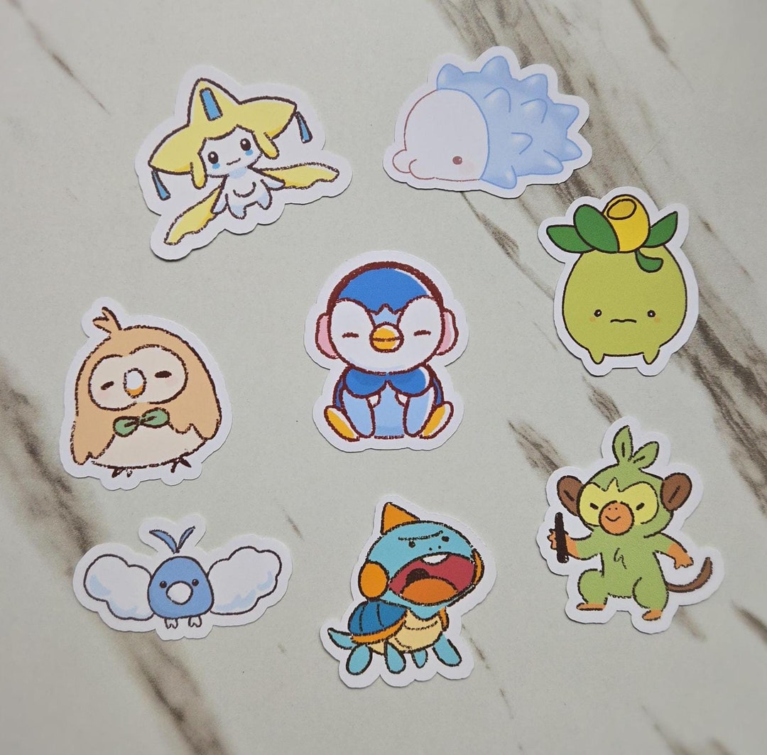 PKMN Stickers | Piplup, Smoliv, Jirachi, Grookey, Rowlet, Swablu ...
