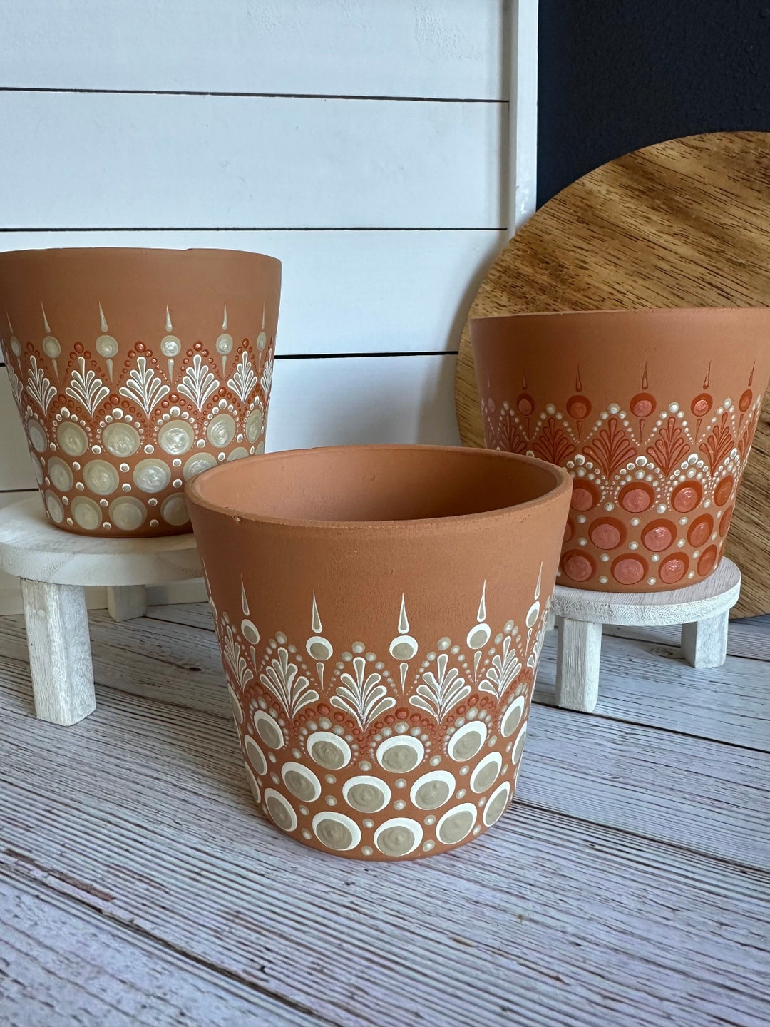 Gorgeous Earth-tone Mandala Terracotta Pots 4.5" - Etsy