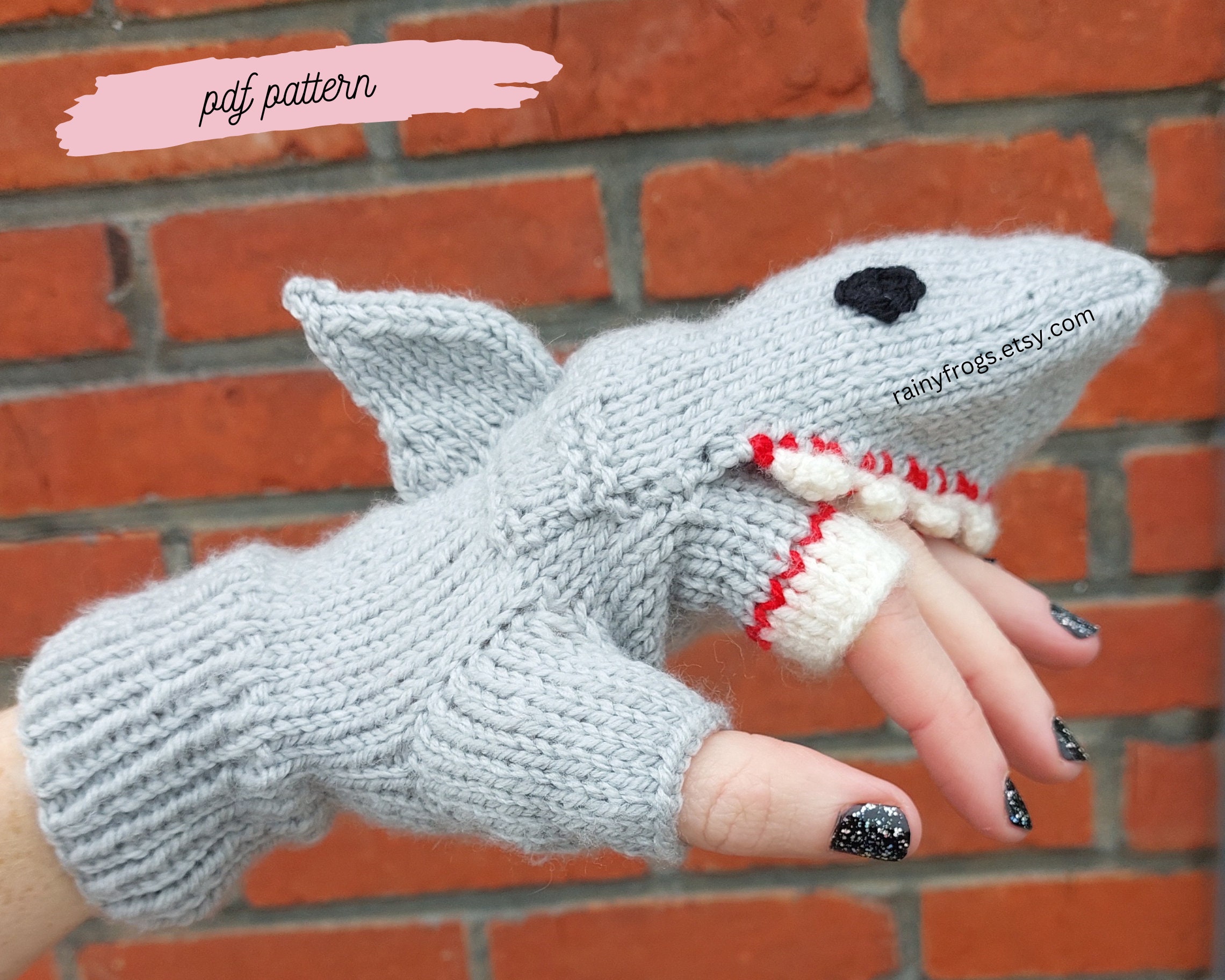 Knitting Shark Gloves PDF Pattern Instant Download Pattern English PDF ...