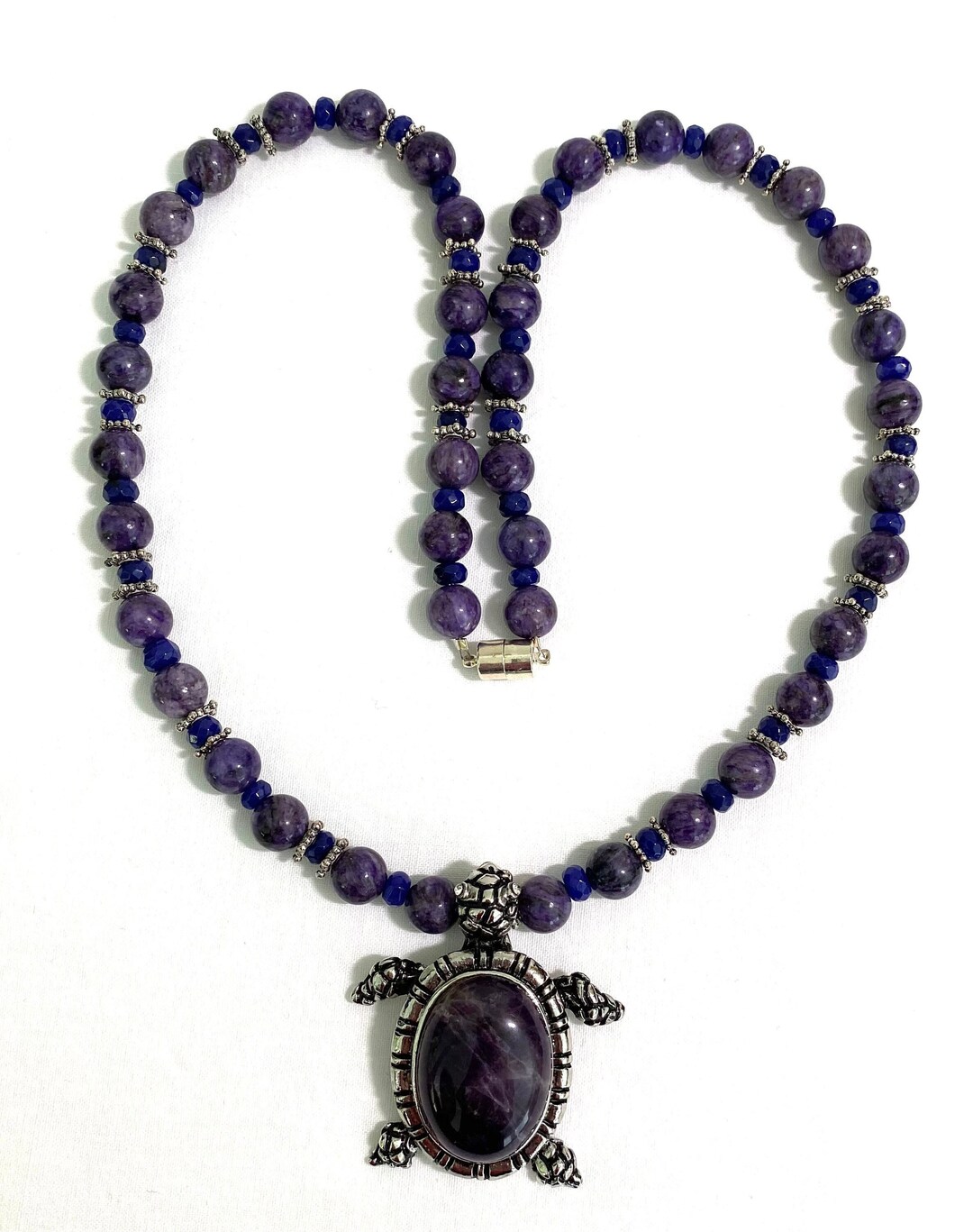 Amethyst Necklace With Removable Turtle Pendant - Etsy