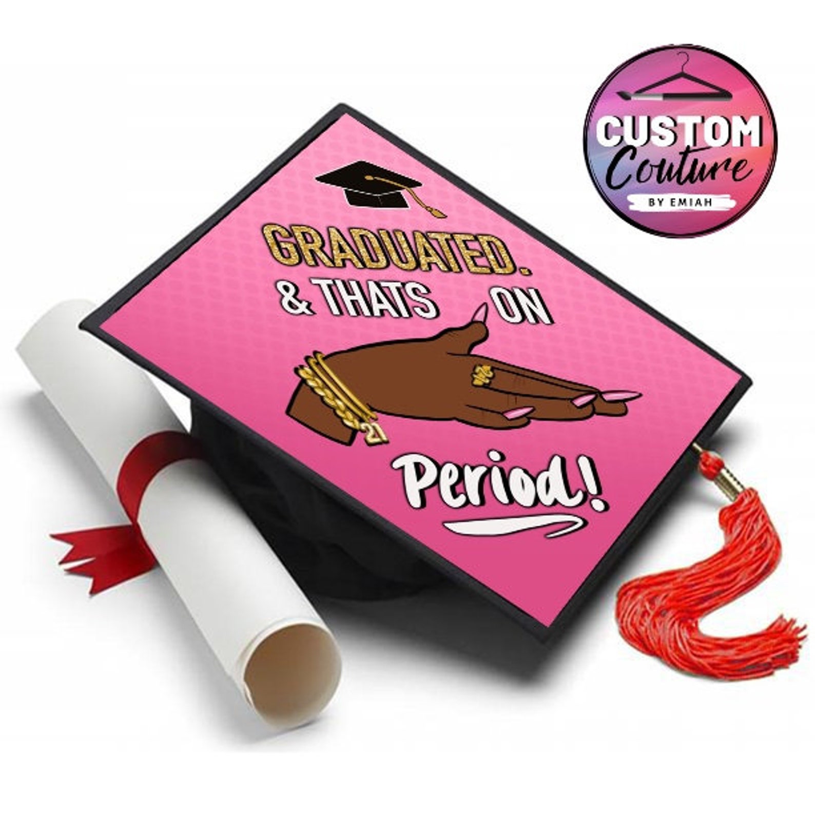 Period Graduation Cap Topper Pre Made - Etsy