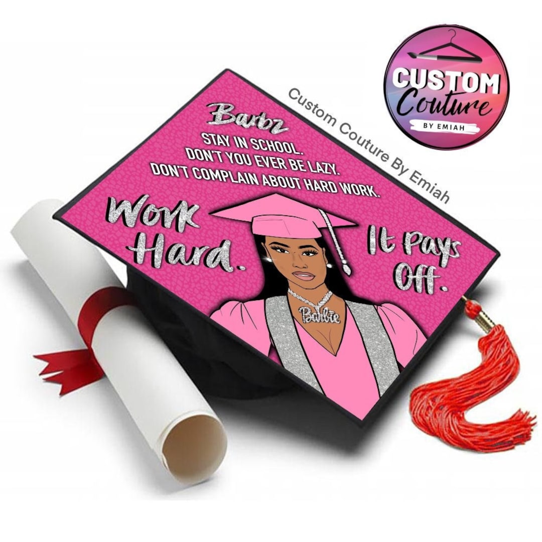 Graduation Cap Topper Nicki Minaj - Barbz Stay in School Pre Made 2023 ...
