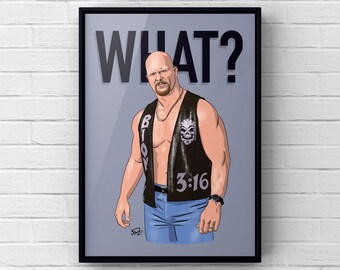 Stone Cold Steve Austin Print 16x20, Stone Cold Art, Wwe Art, Wwe ...