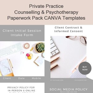 Private Practice Counselling & Psychotherapy Paperwork Pack CANVA ...