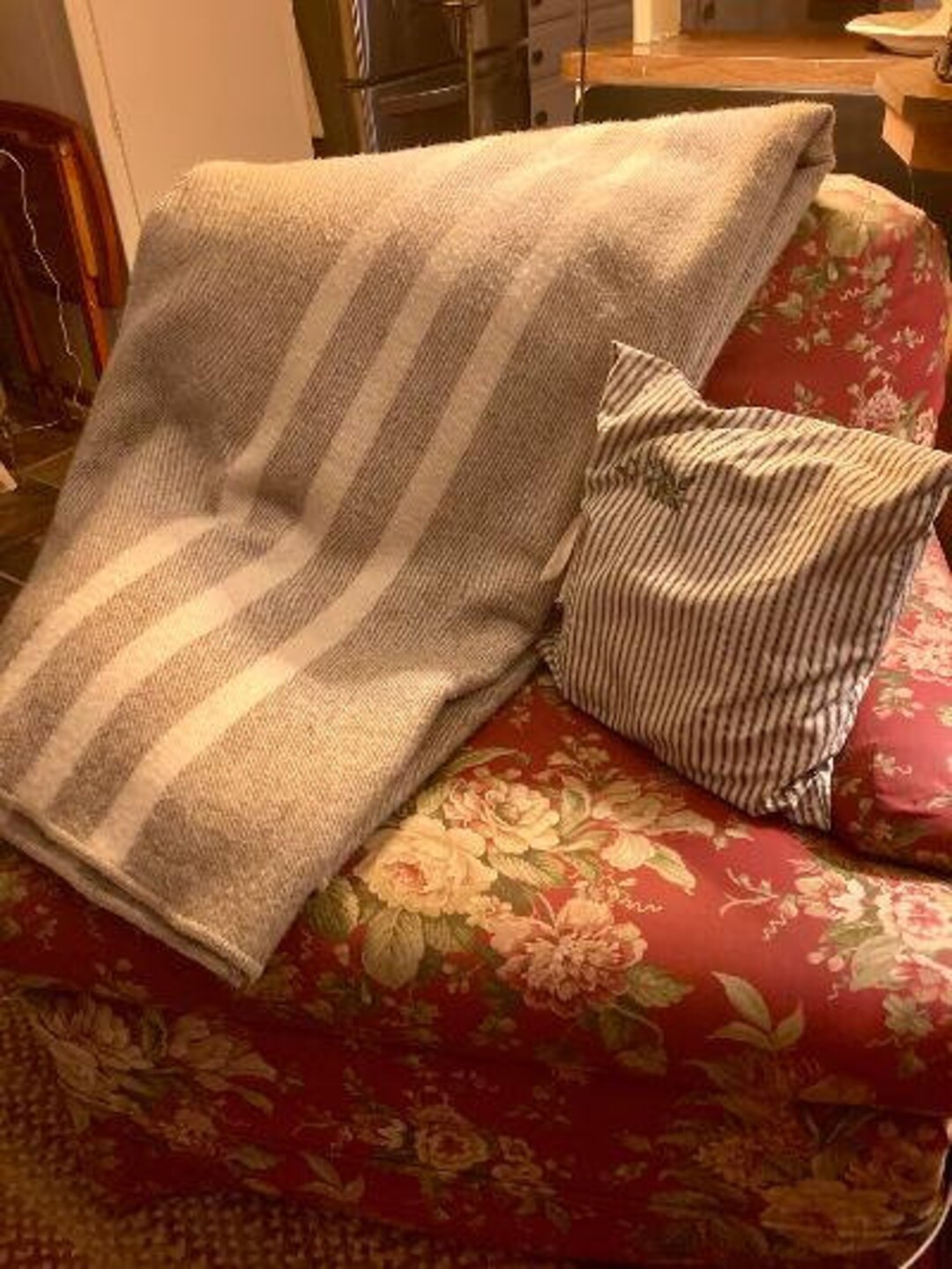 Wool Throws Available in Dark and Light Gray Tweed With Cream Stripes ...