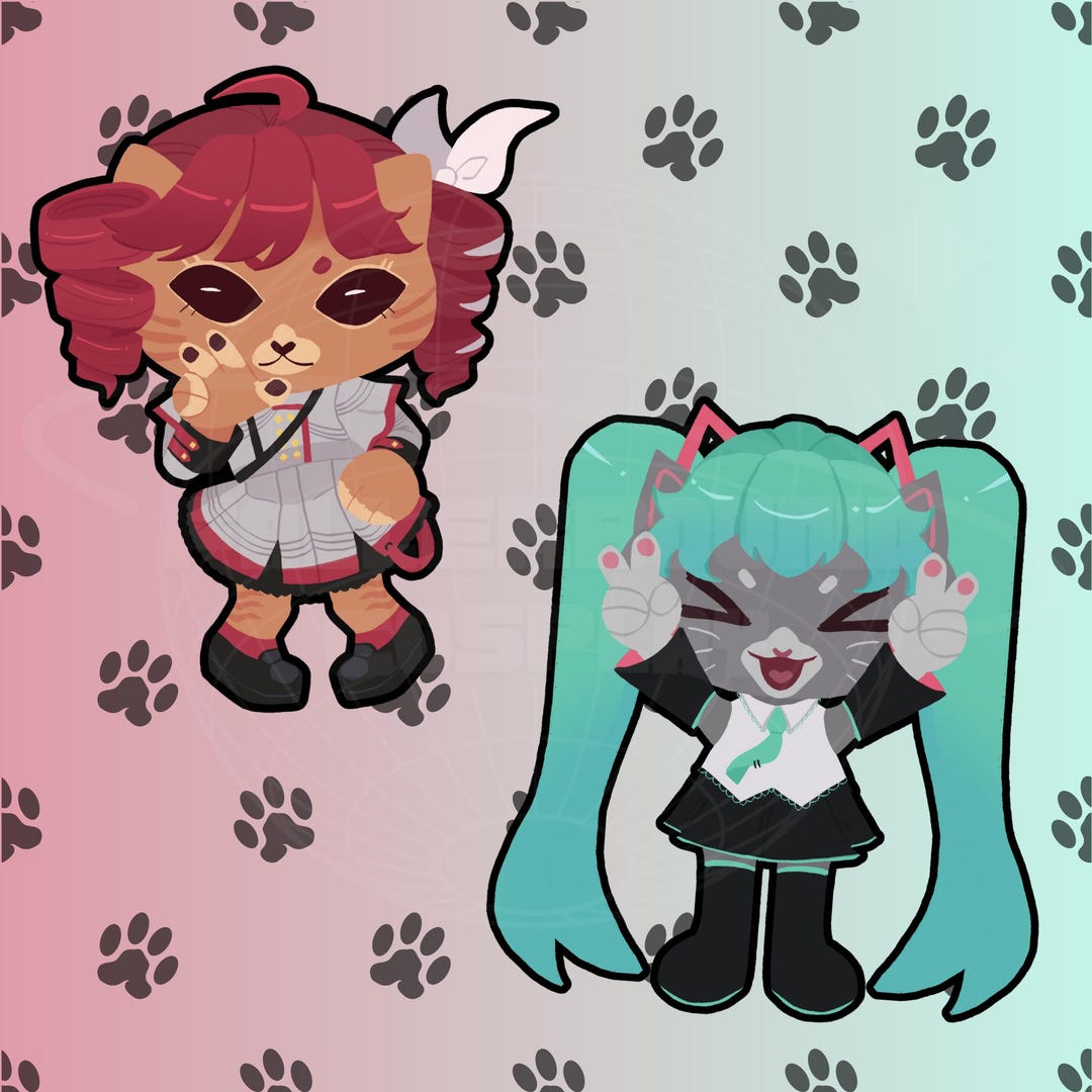Totally Not Cats - Miku + Teto Kitty Sticker Duo! - Etsy