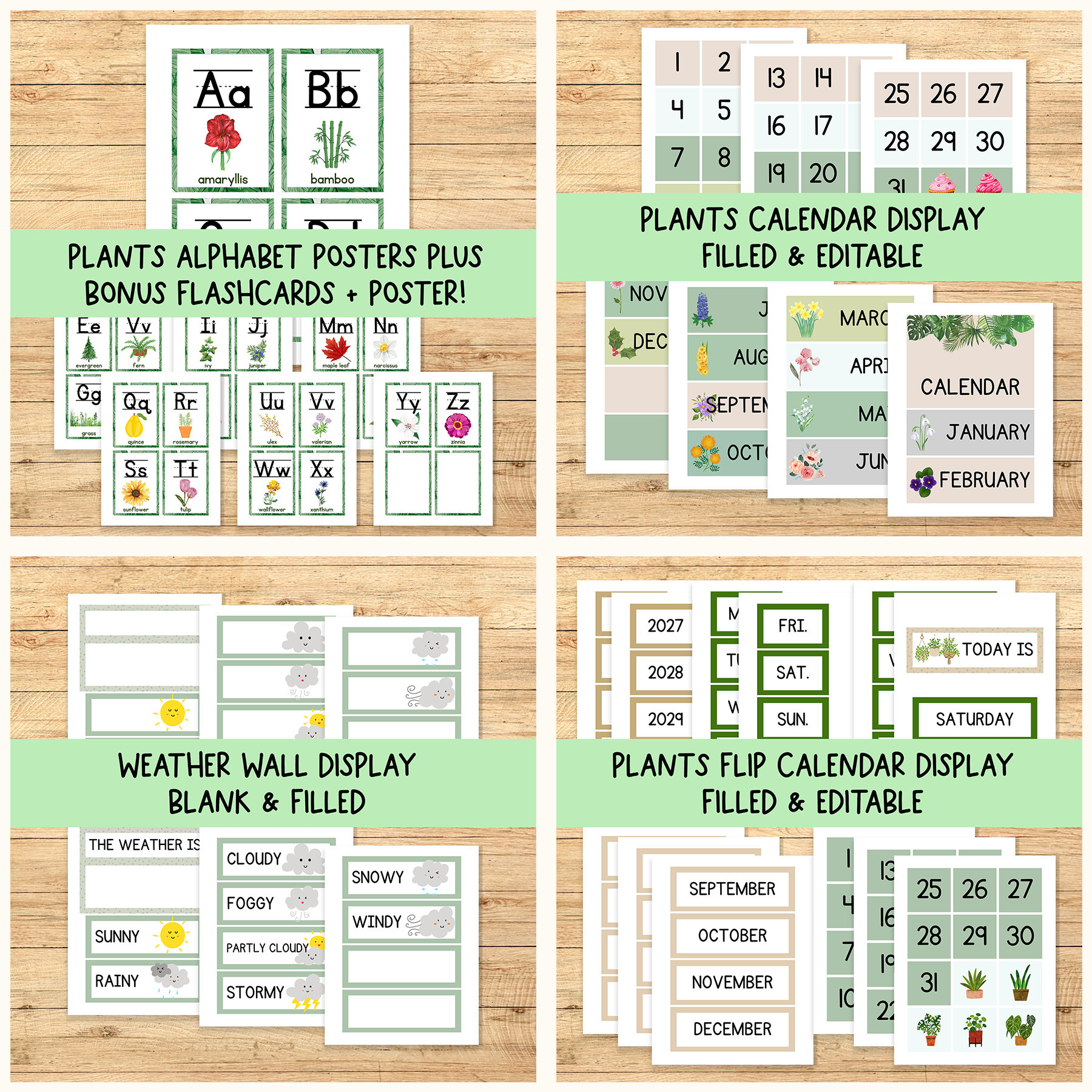 Boho Plants Classroom Decor Bundle | Natural Colors (PNG + PDF) - Etsy