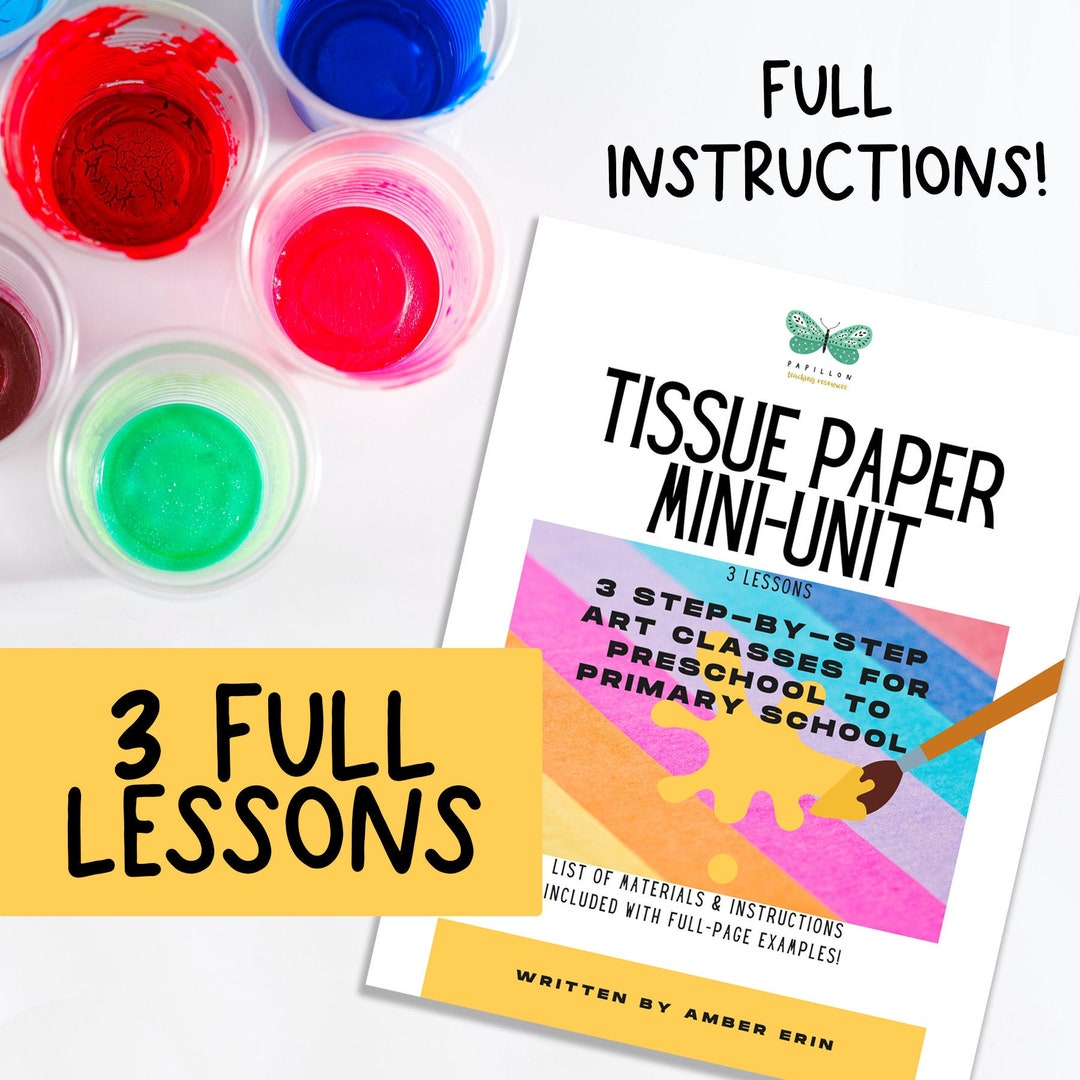Tissue Paper Art Lessons Mini-unit | 3 Art Lessons | Step-by-step Full ...