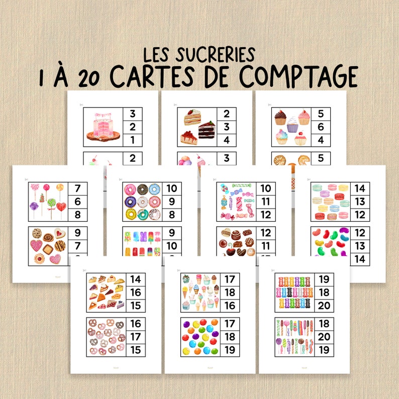 Sweets Count Cards 1-20 | Nutrition Curriculum | Printable Food Count ...