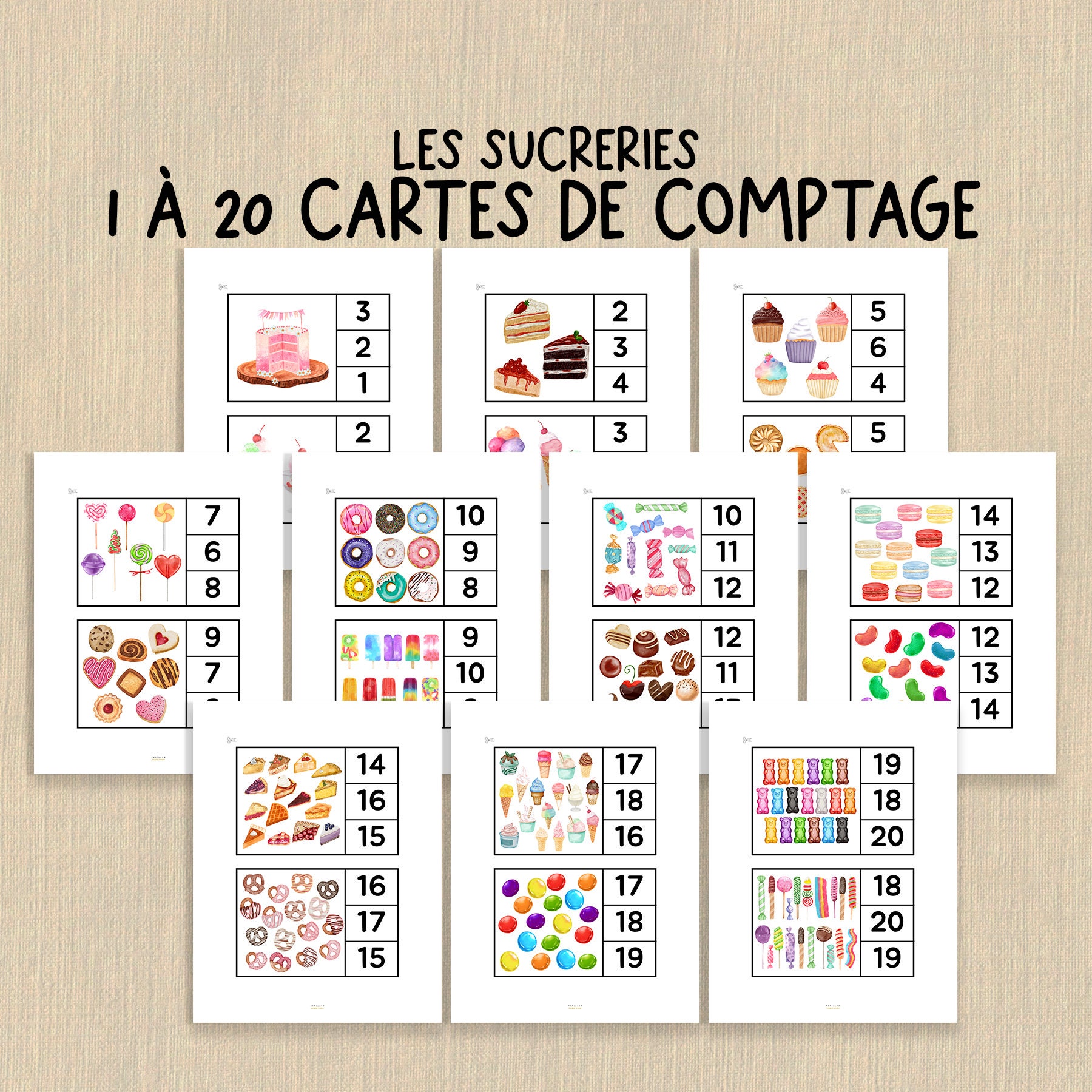 Sweets Count Cards 1-20 | Nutrition Curriculum | Printable Food Count ...