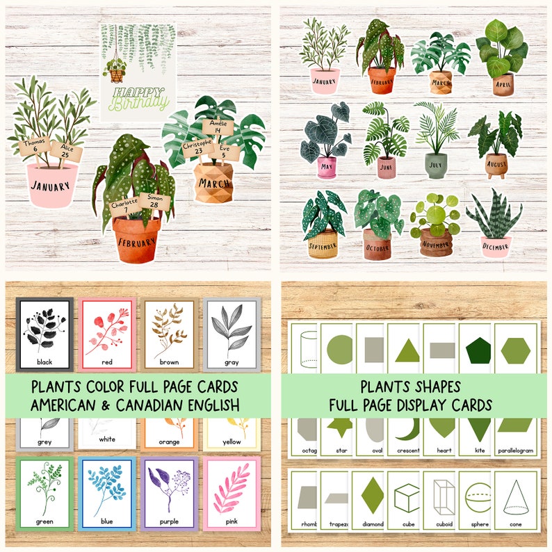 Boho Plants Classroom Decor Bundle | Natural Colors (PNG + PDF) - Etsy