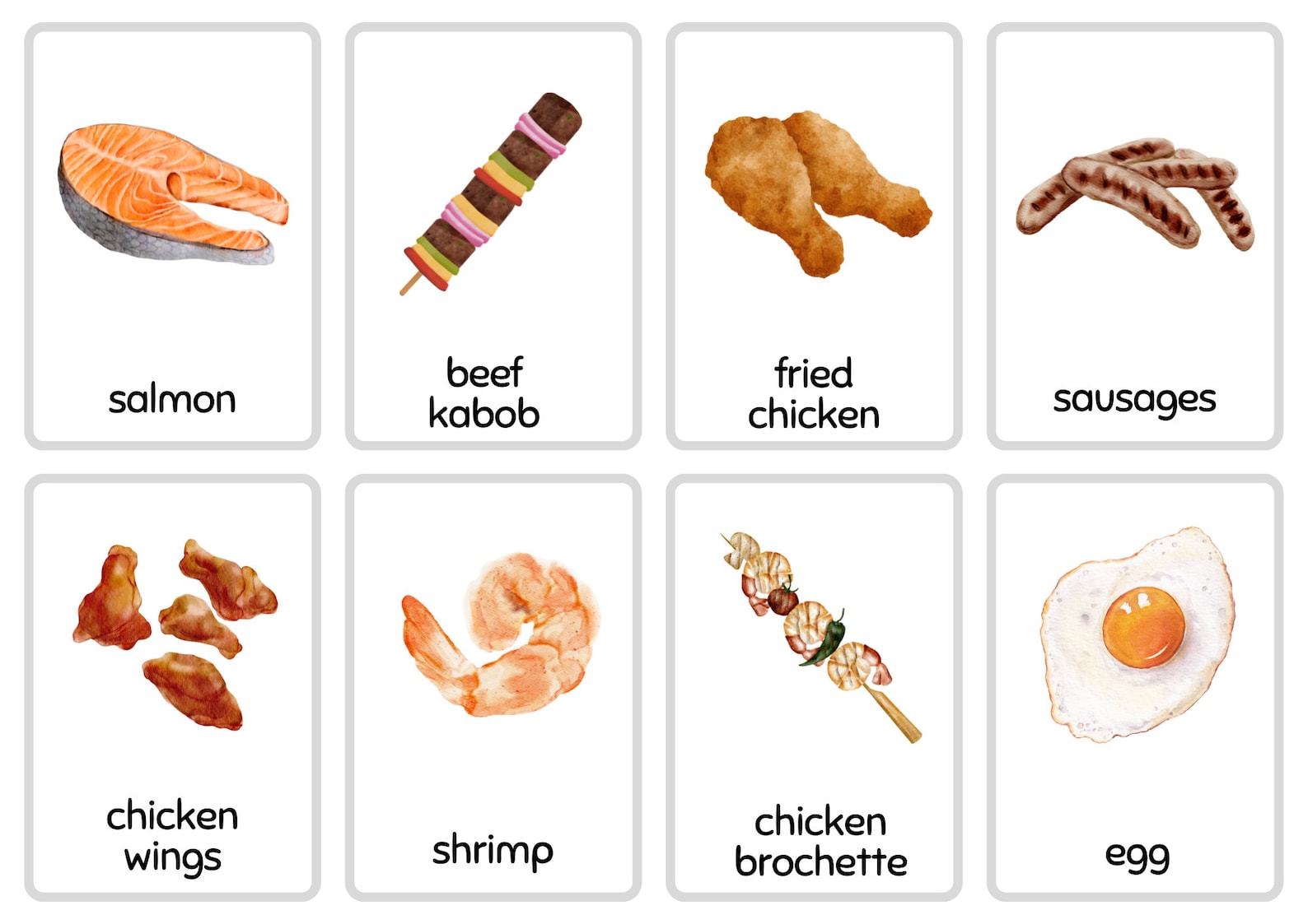 English Food Flash Cards | 104 Cards | Printable Food Flash Cards ...