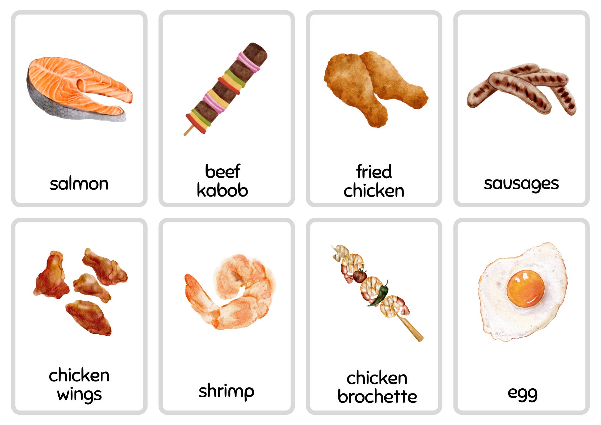 English Food Flash Cards | 104 Cards | Printable Food Flash Cards ...