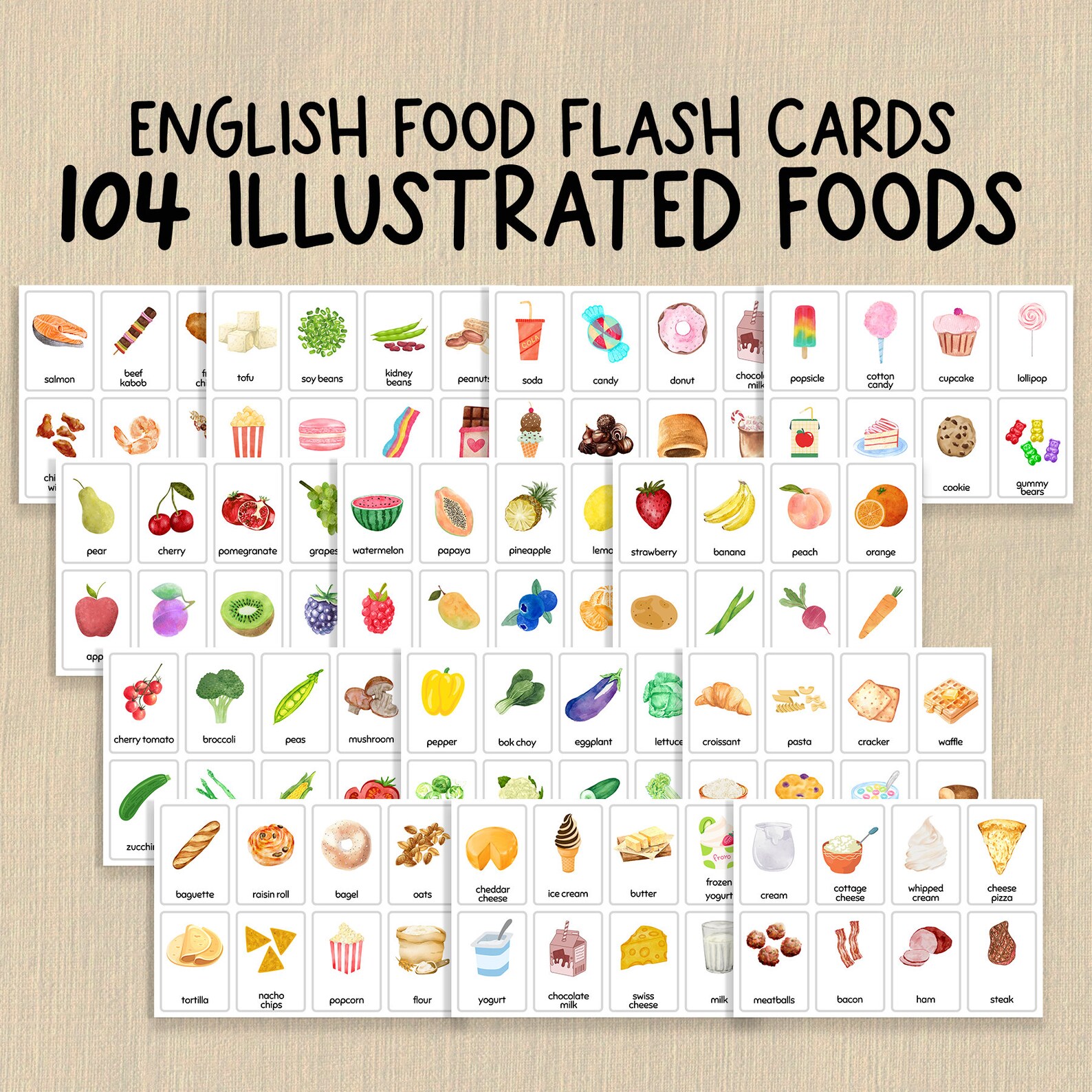 Food Flash Cards | Montessori Homeschool Printable (PDF) - Etsy