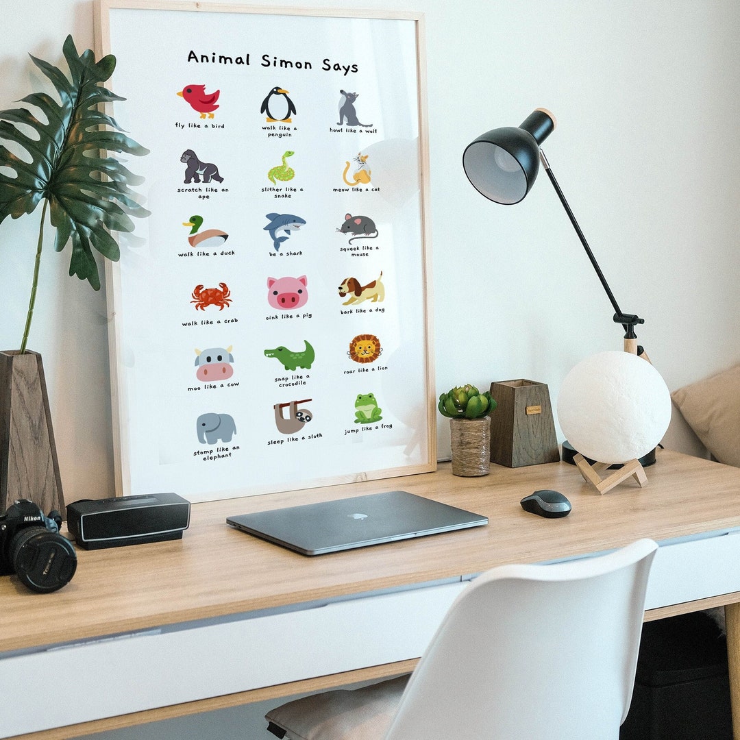 Digital Simon Says Animal Poster | Classroom Brain Breaks Poster ...