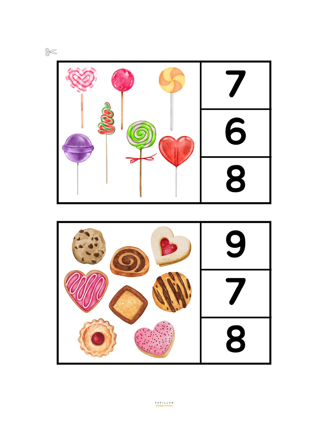 Sweets Count Cards 1-20 | Montessori Homeschool Printable (PDF) - Etsy