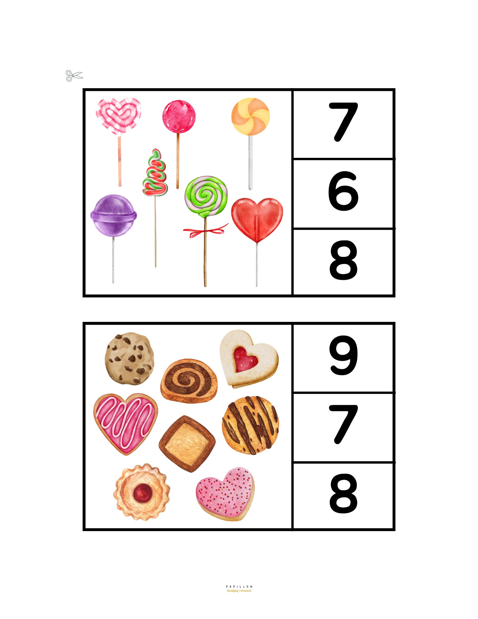 Sweets Count Cards 1-20 | Nutrition Curriculum | Printable Food Count ...