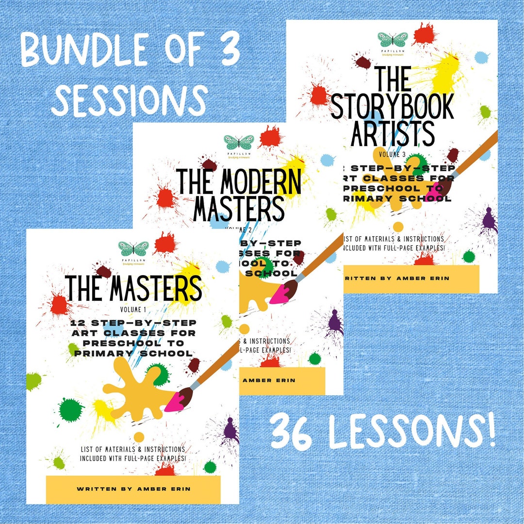 BUNDLE Art Lessons Curriculum | 36 Art Lessons | Step-by-step Full ...