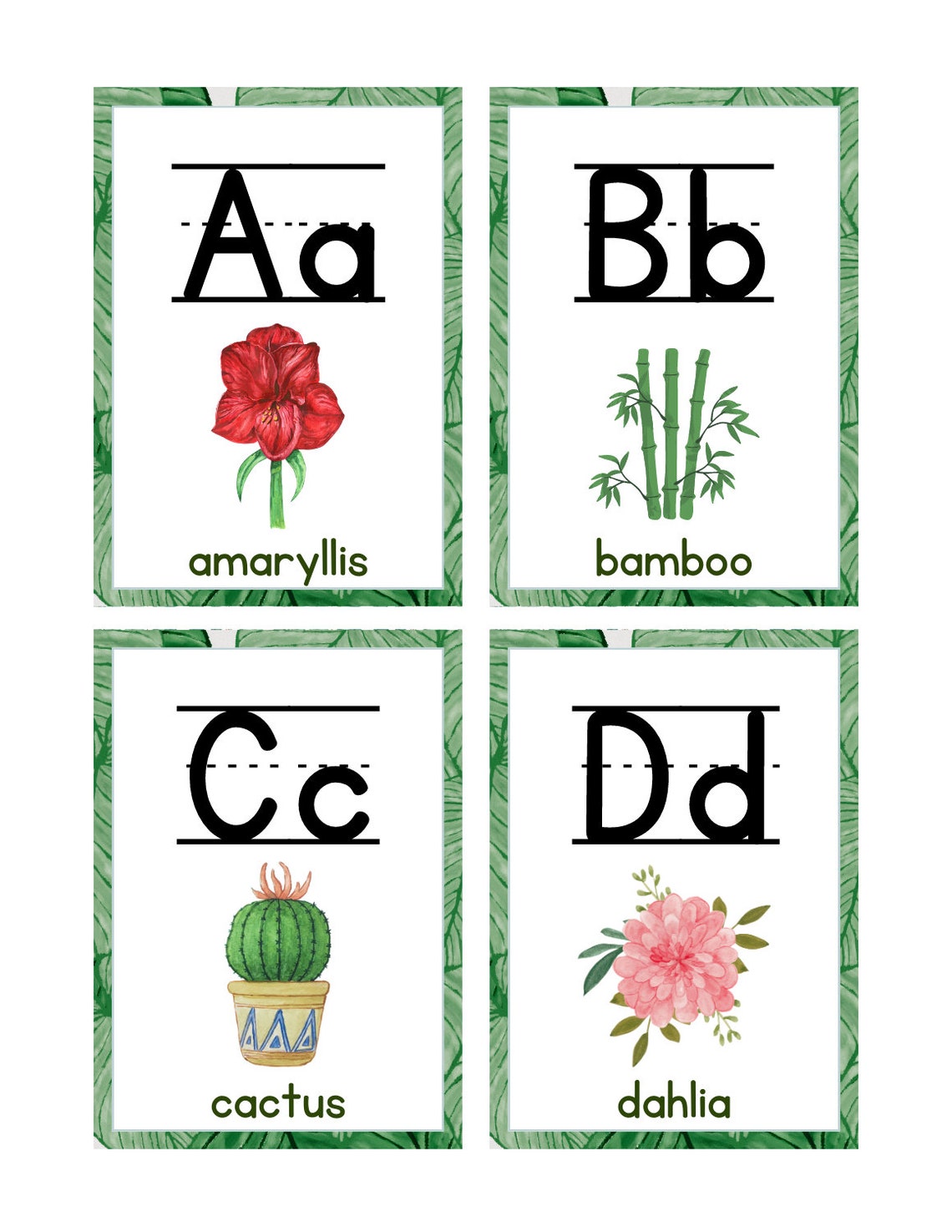 Plants Classroom Alphabet Posters Flashcards Poster PNG PDF Natural ...