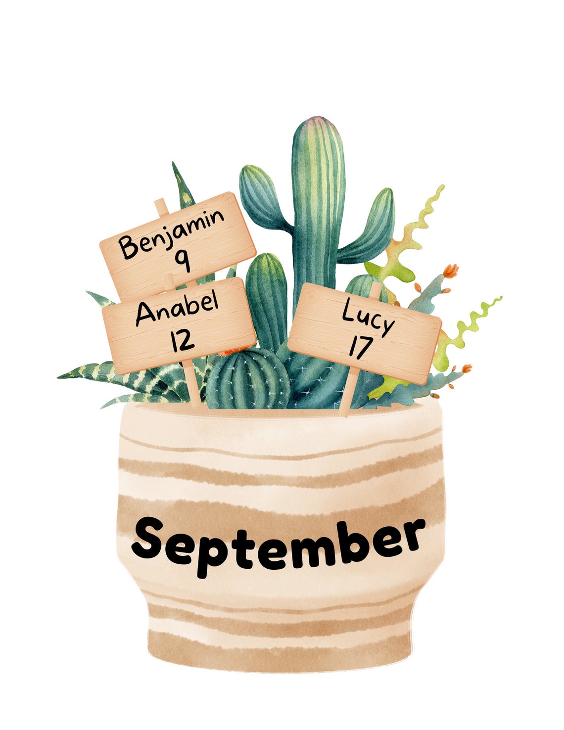 Cactus Classroom Birthday Wall | PNG + PDF | Natural Colors Classroom ...