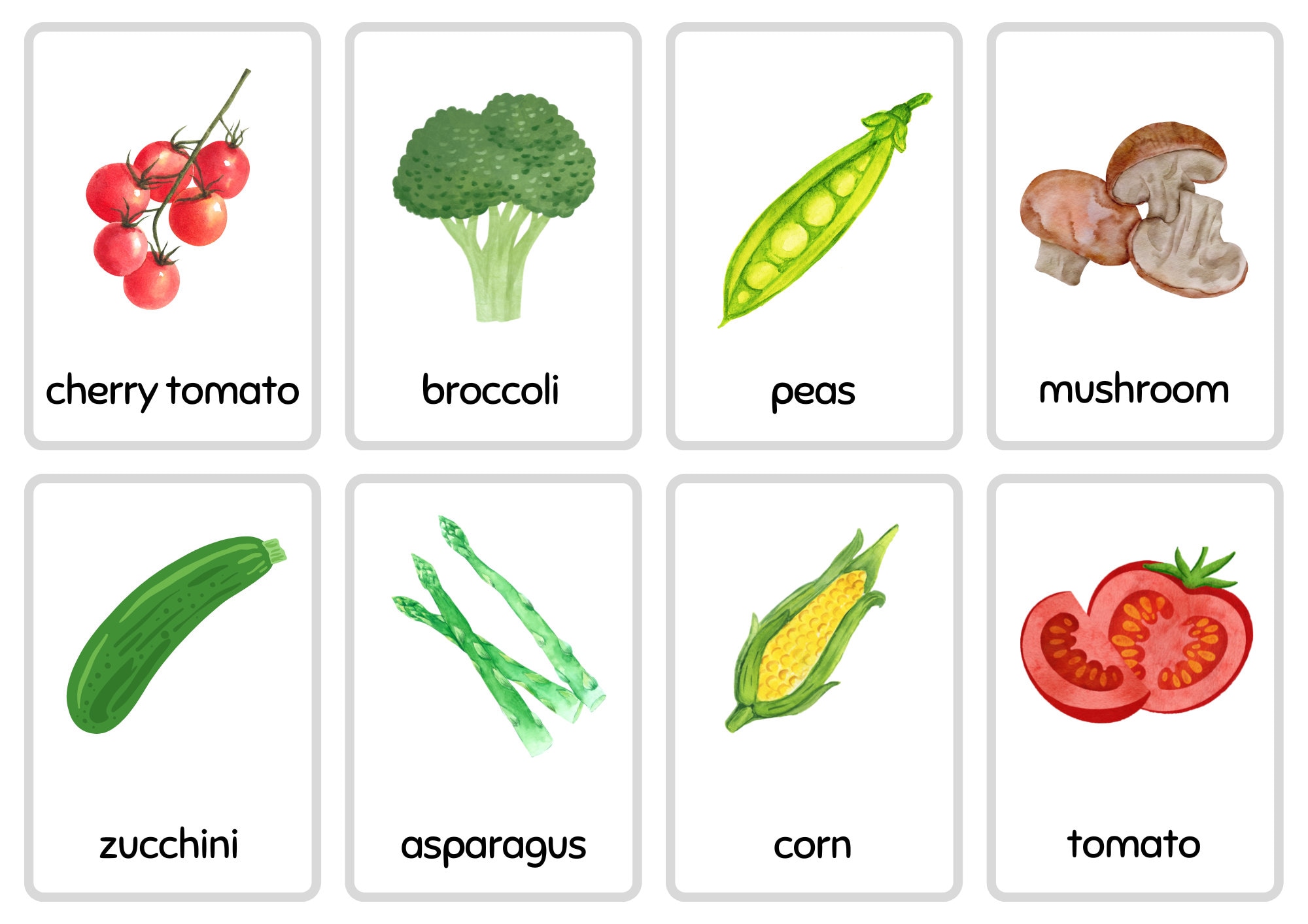 English Food Flash Cards | 104 Cards | Printable Food Flash Cards ...