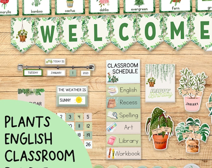 Plants Classroom Birthday Wall | PNG + PDF + Powerpoint | Editable ...