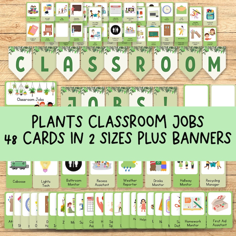 Plants Classroom Jobs Bundle | PNG + PDF + Powerpoint | Editable ...