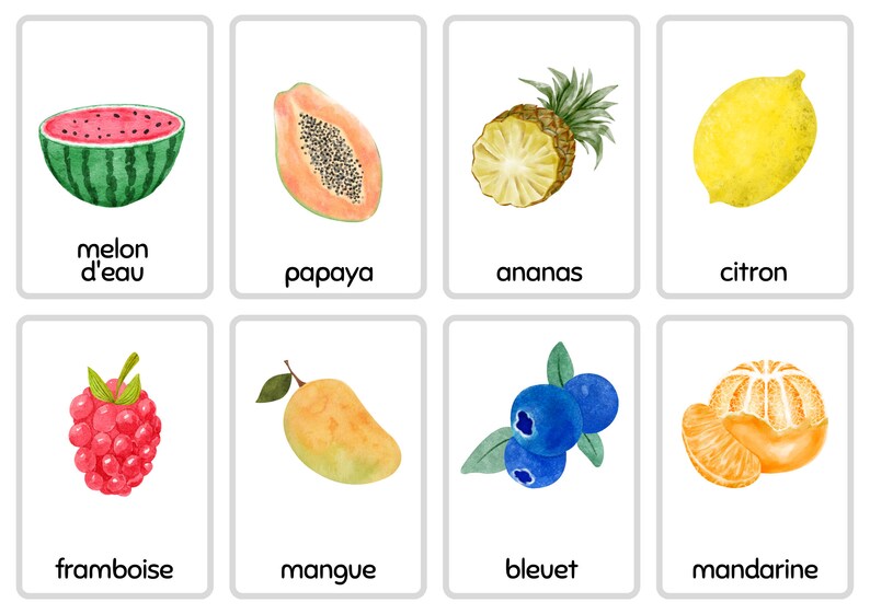 French Food Flash Cards | Printable Nutrition Learning (digital ...