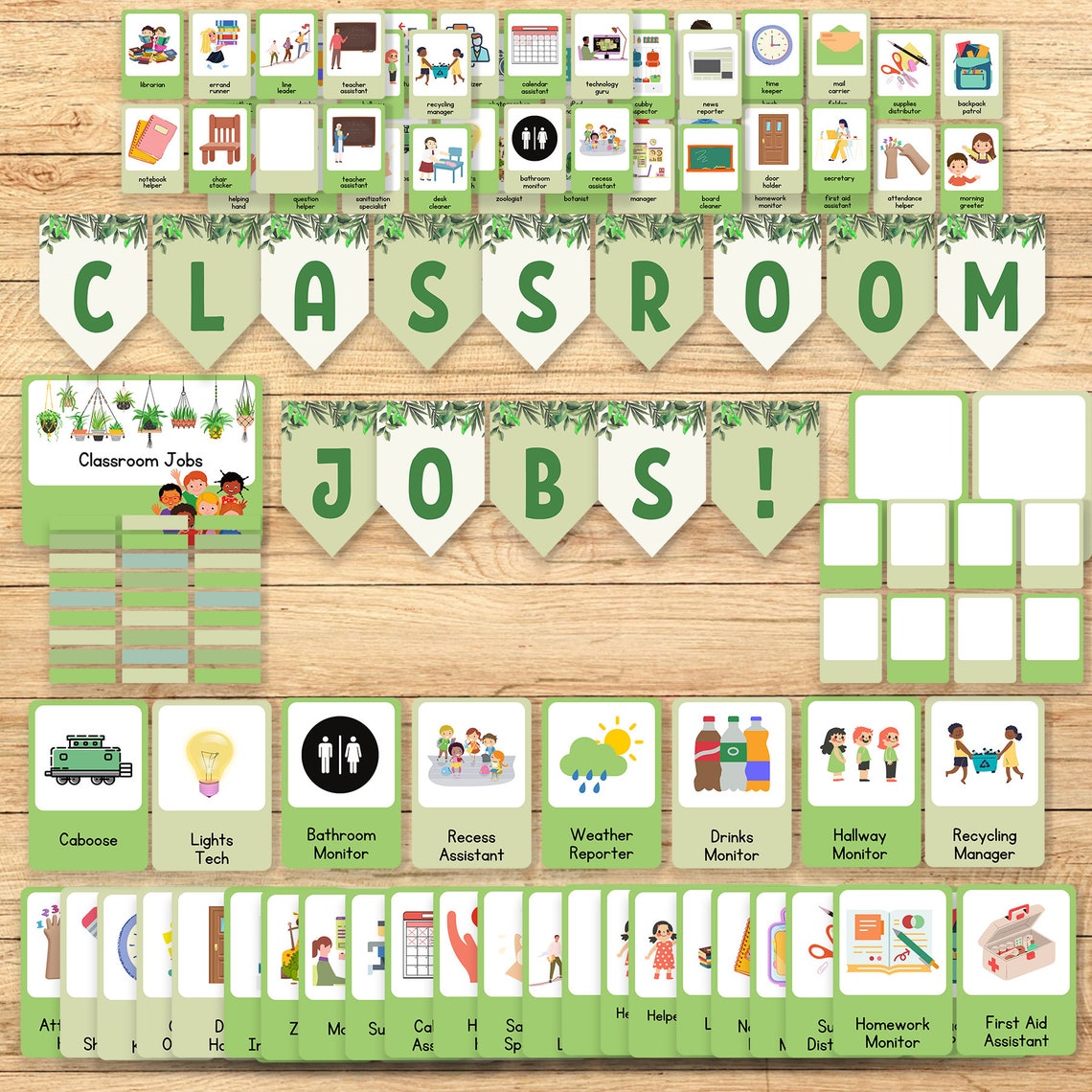 Plants Classroom Jobs Bundle | PNG + PDF + Powerpoint | Editable ...