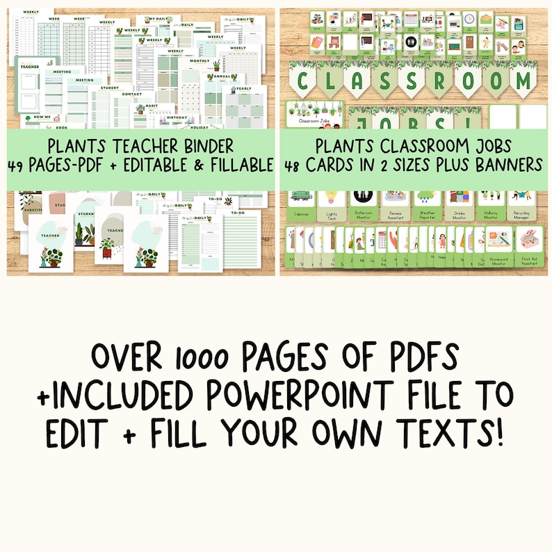 Boho Plants Classroom Decor Bundle | Natural Colors (PNG + PDF) - Etsy