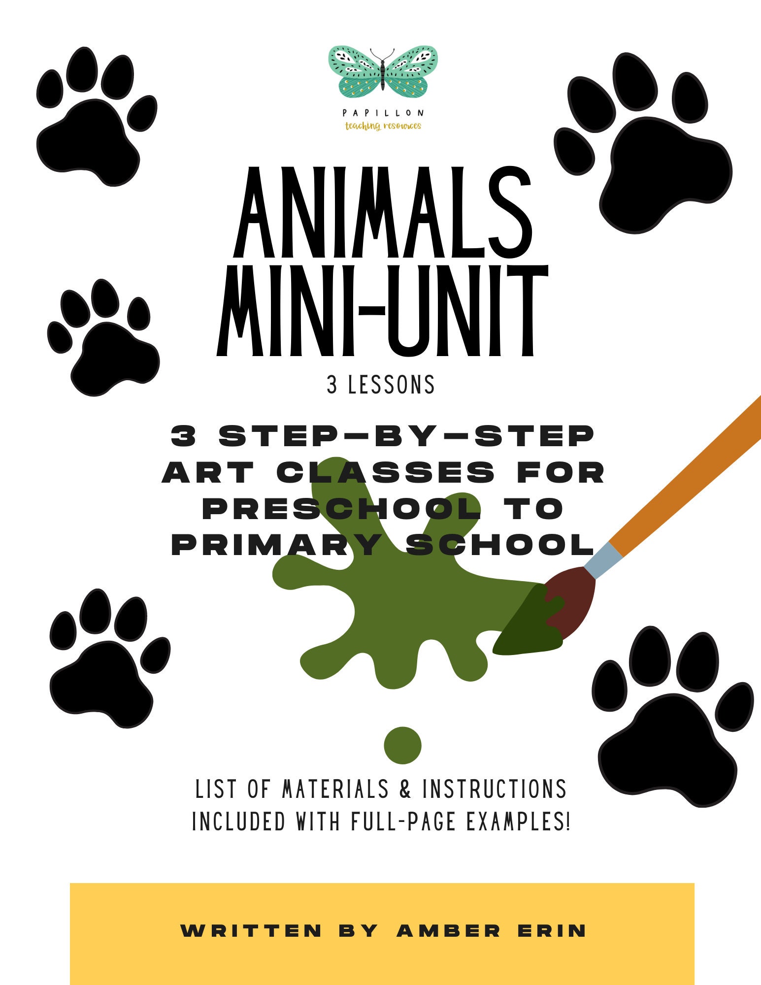 Animals Art Lessons Mini-unit 3 Art Lessons Step-by-step Full ...