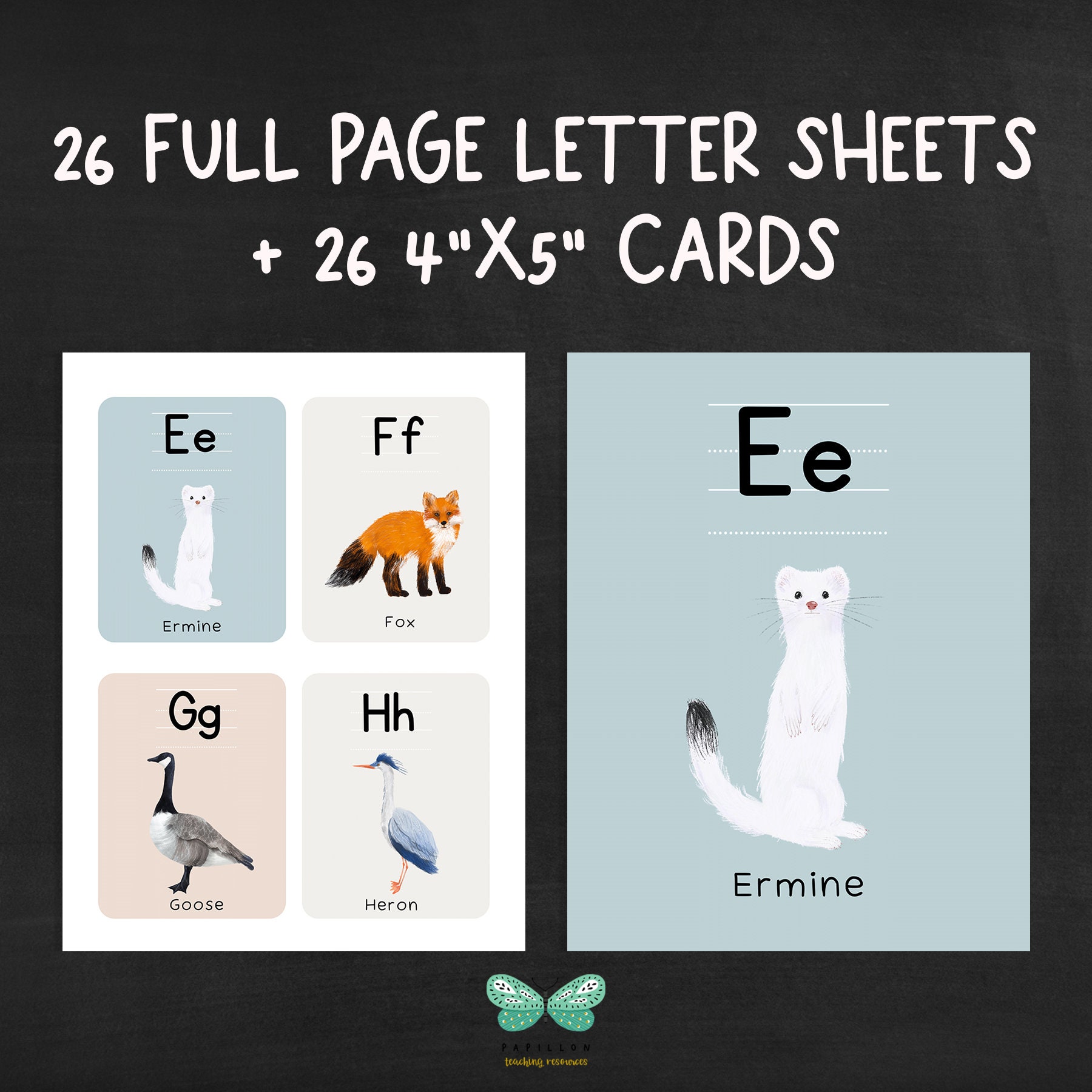 Illustrated Animal ABC Posters Flash Cards Digital Instant Download ...