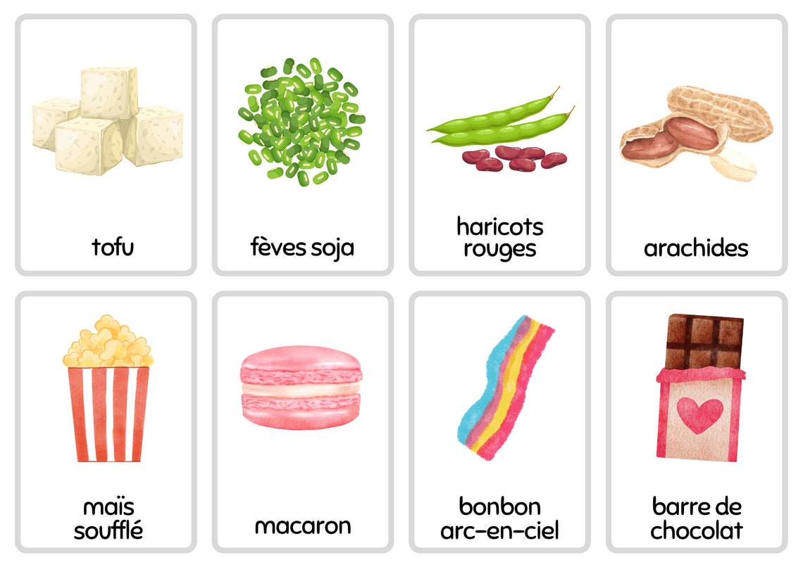French Food Flash Cards | Printable Nutrition Learning (digital ...