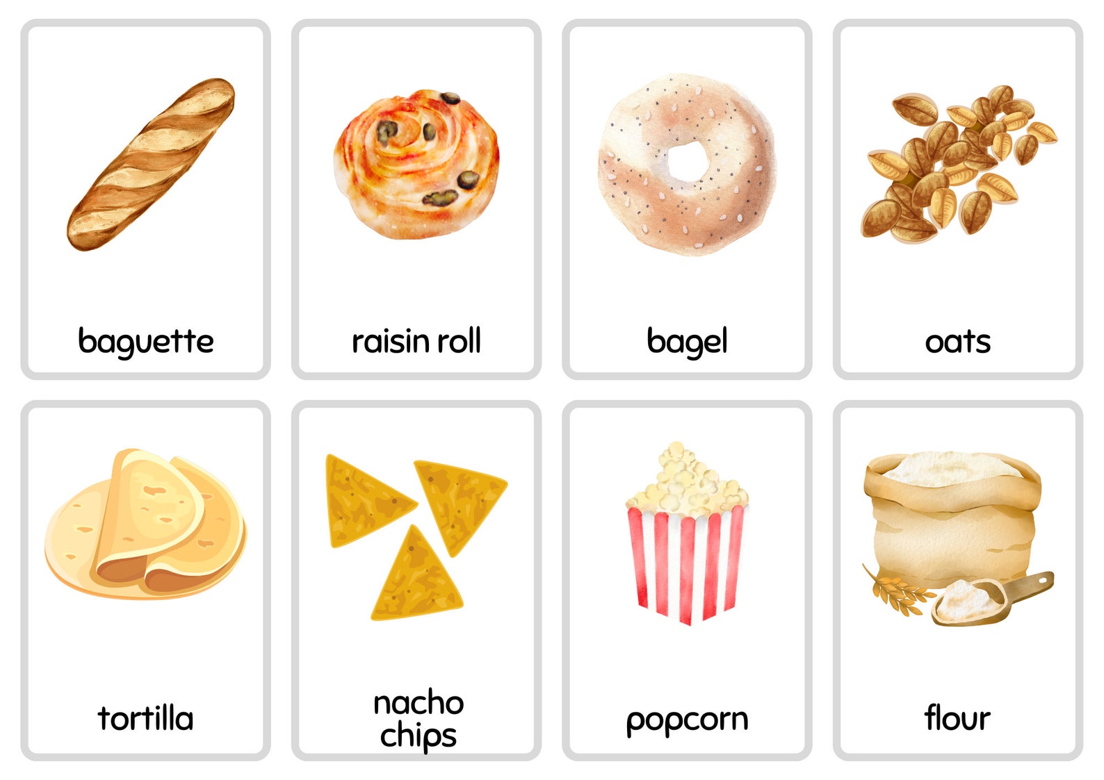 English Food Flash Cards | 104 Cards | Printable Food Flash Cards ...