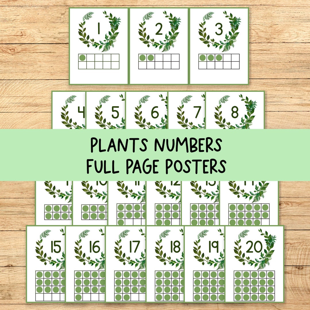 Plants Classroom Number Tally Posters PNG PDF Natural Colors Classroom ...