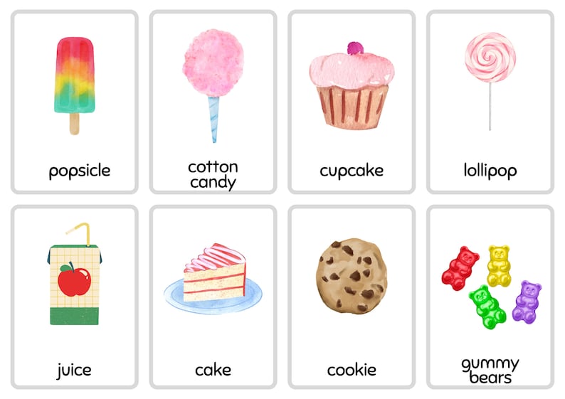English Food Flash Cards | 104 Cards | Printable Food Flash Cards ...