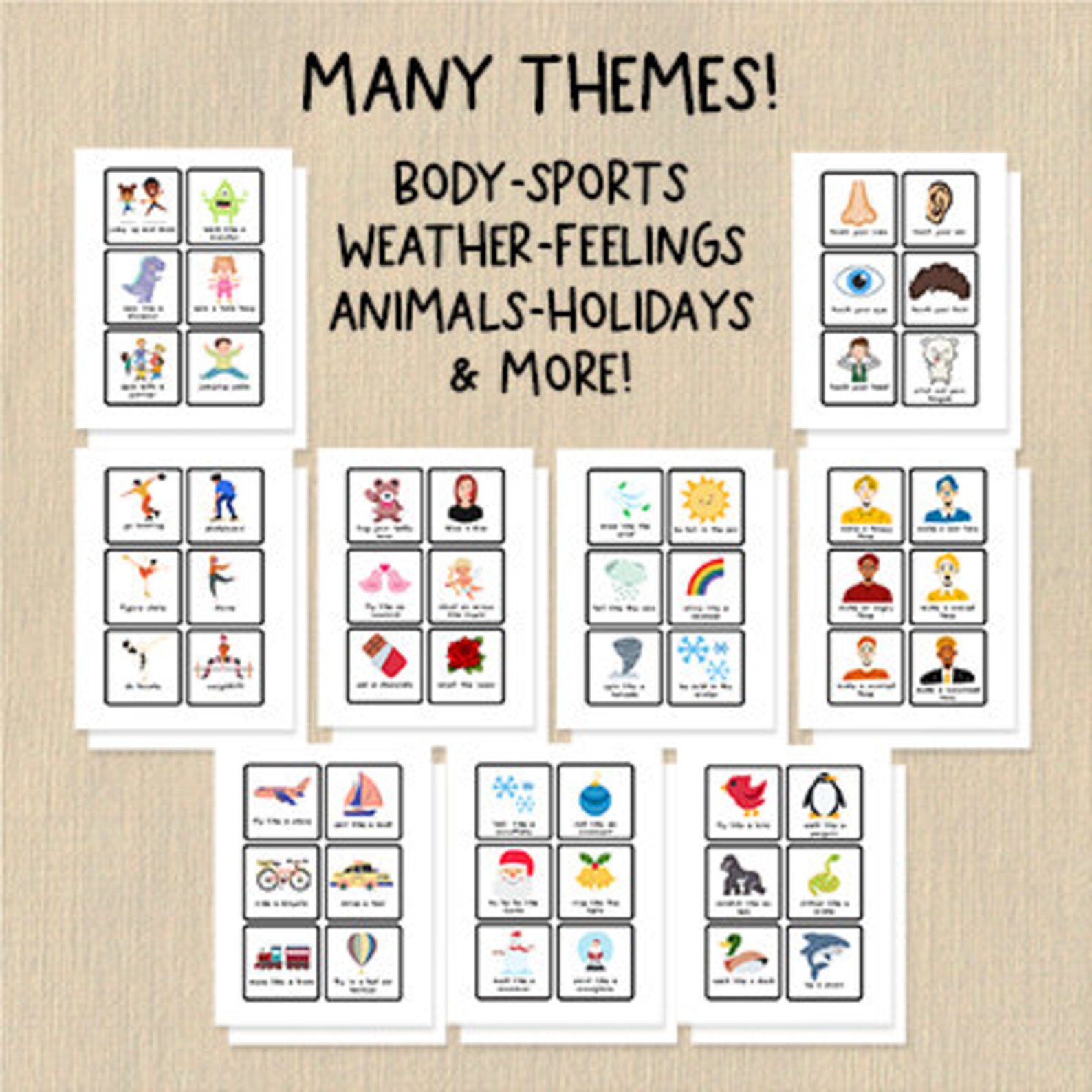 Simon Says Activity Flash Cards | Movement, Feelings, Animals (digital ...