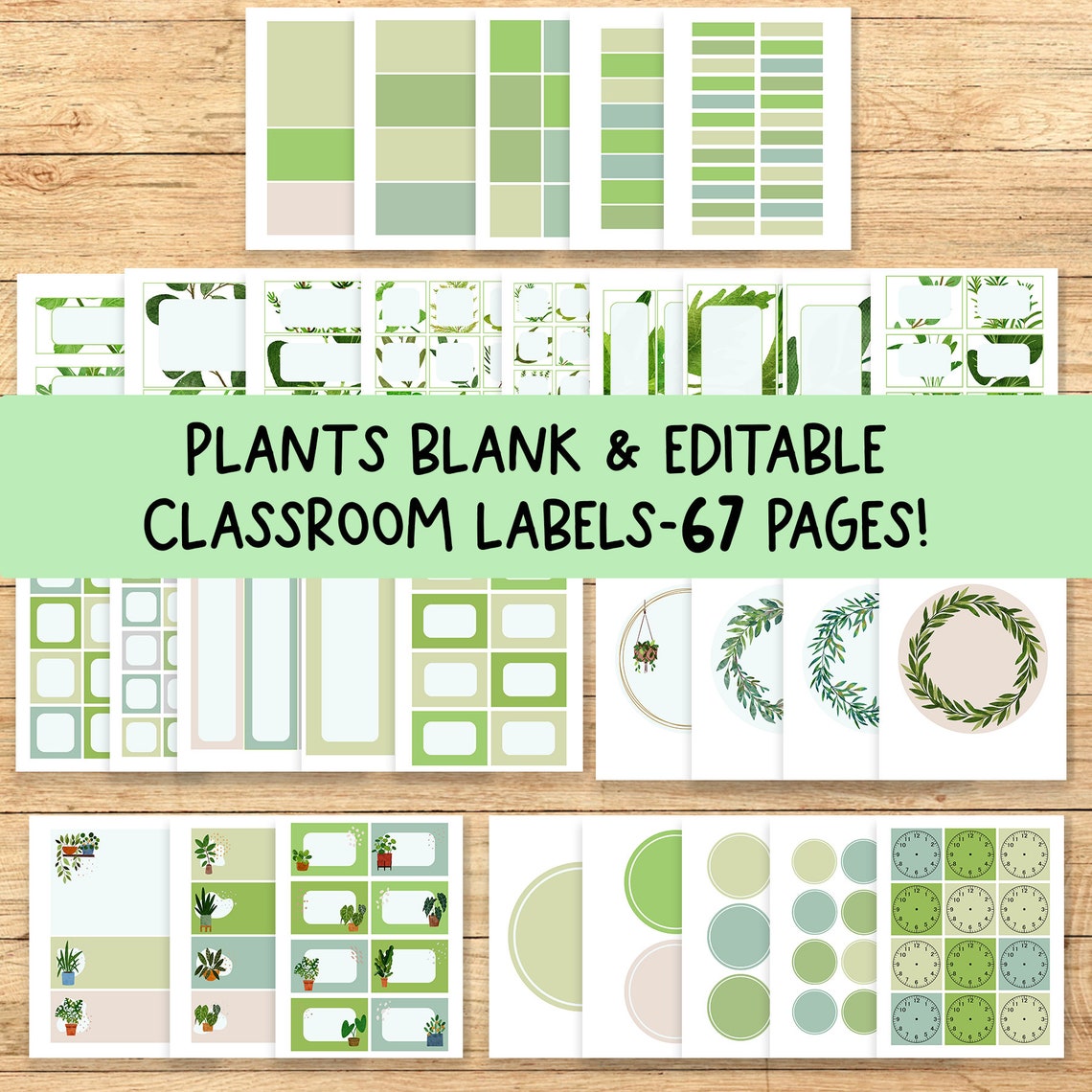 Plants Classroom Labels Bundle PNG PDF Powerpoint Editable Natural ...