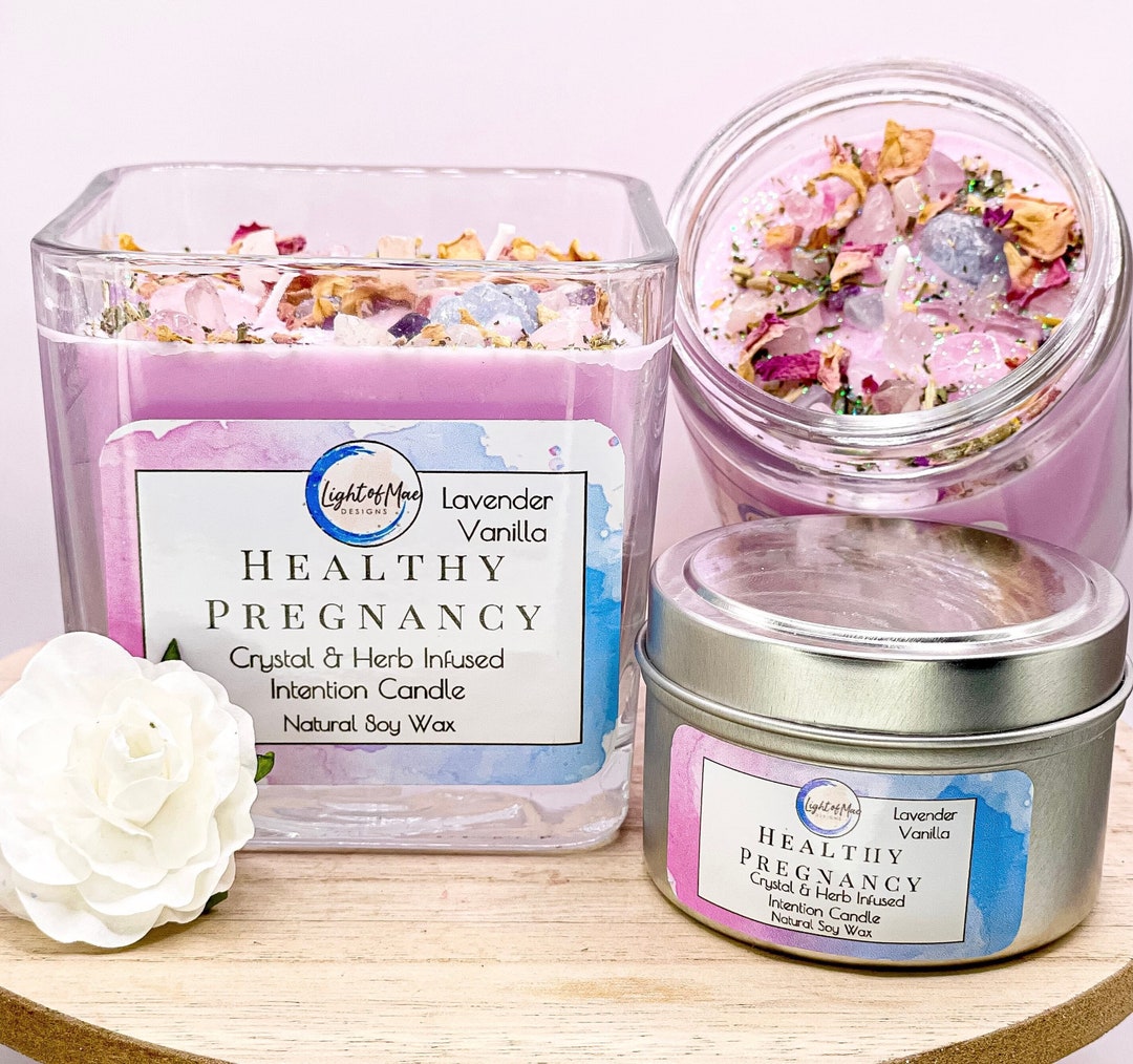 Healthy Pregnancy Crystal Intention Candle, Promote Fertility and ...