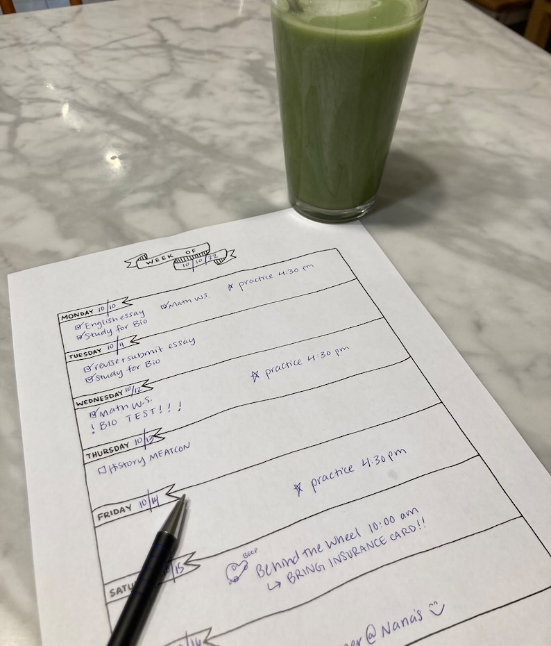 Printable Single Sheet Weekly Planner (banners) - Etsy