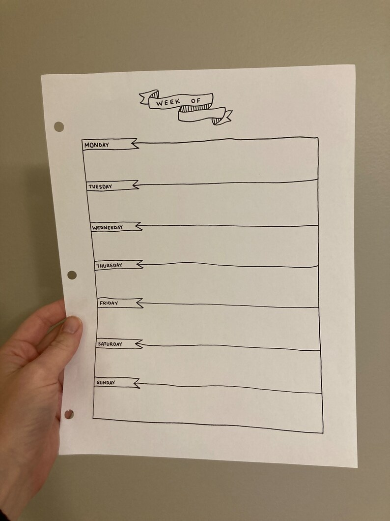 Printable Single Sheet Weekly Planner (banners) - Etsy