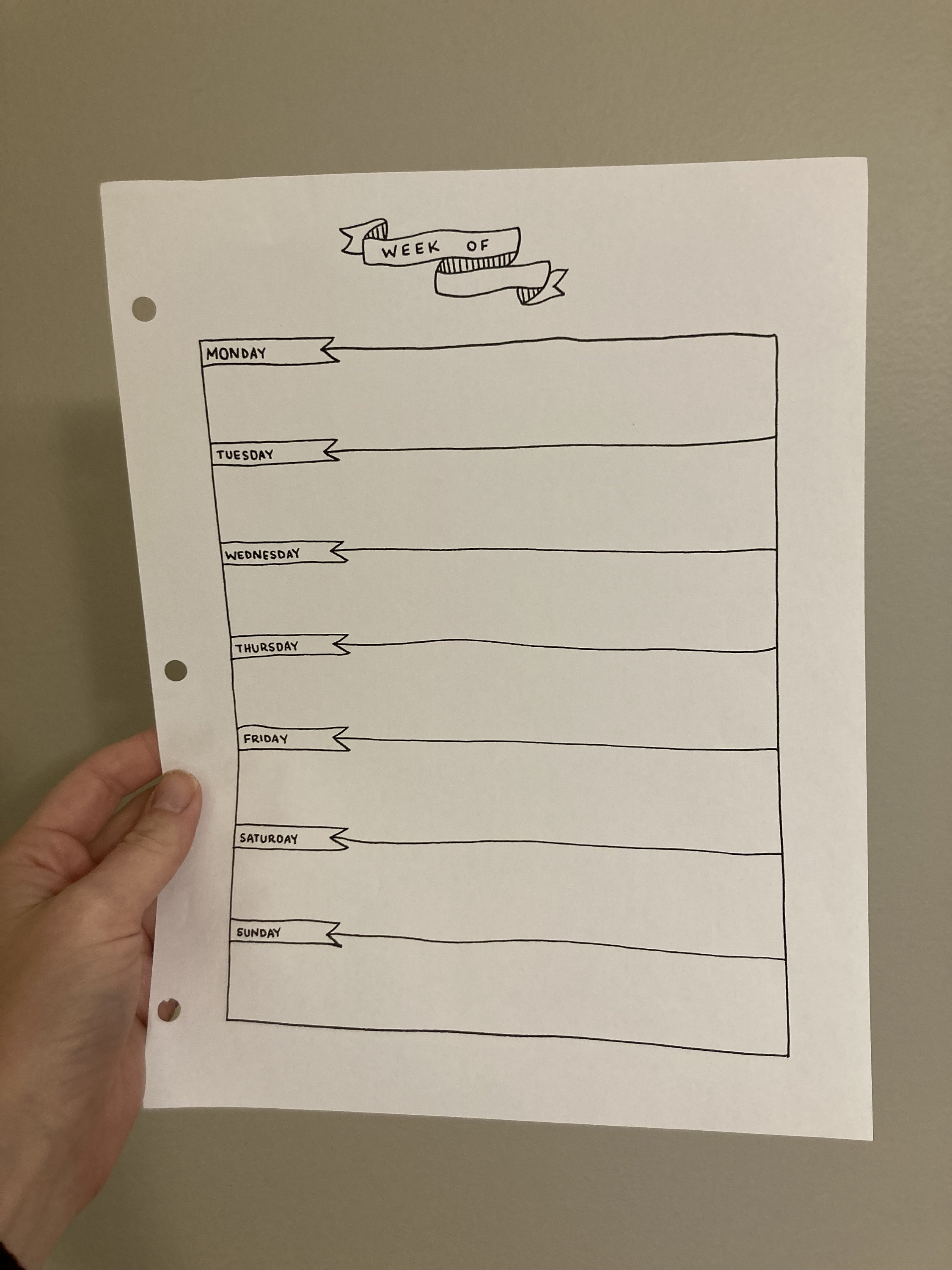 Printable Single Sheet Weekly Planner (banners) - Etsy