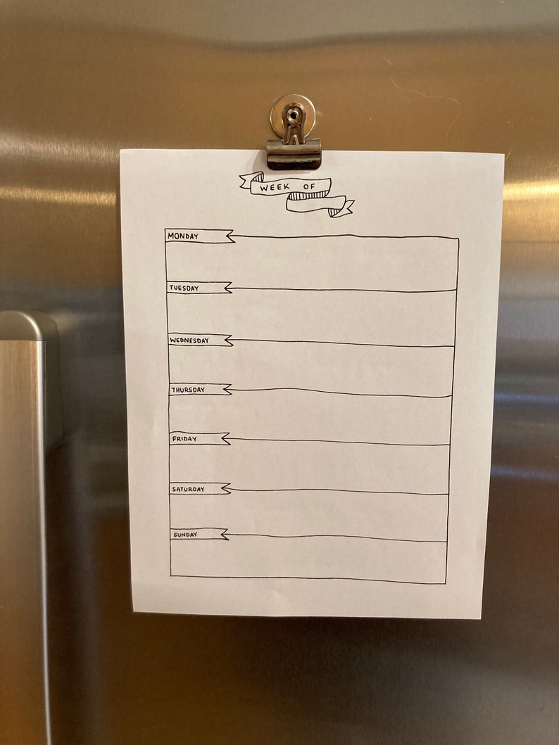 Printable Single Sheet Weekly Planner (banners) - Etsy