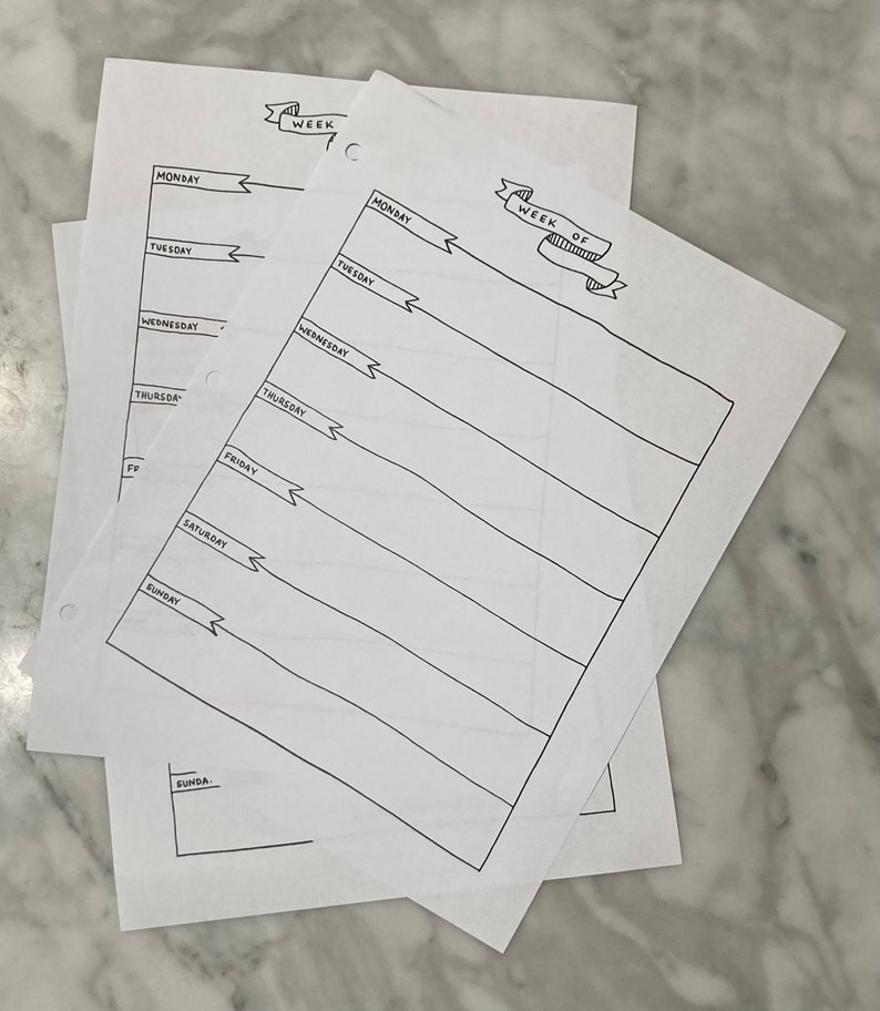 Printable Single Sheet Weekly Planner (banners) - Etsy