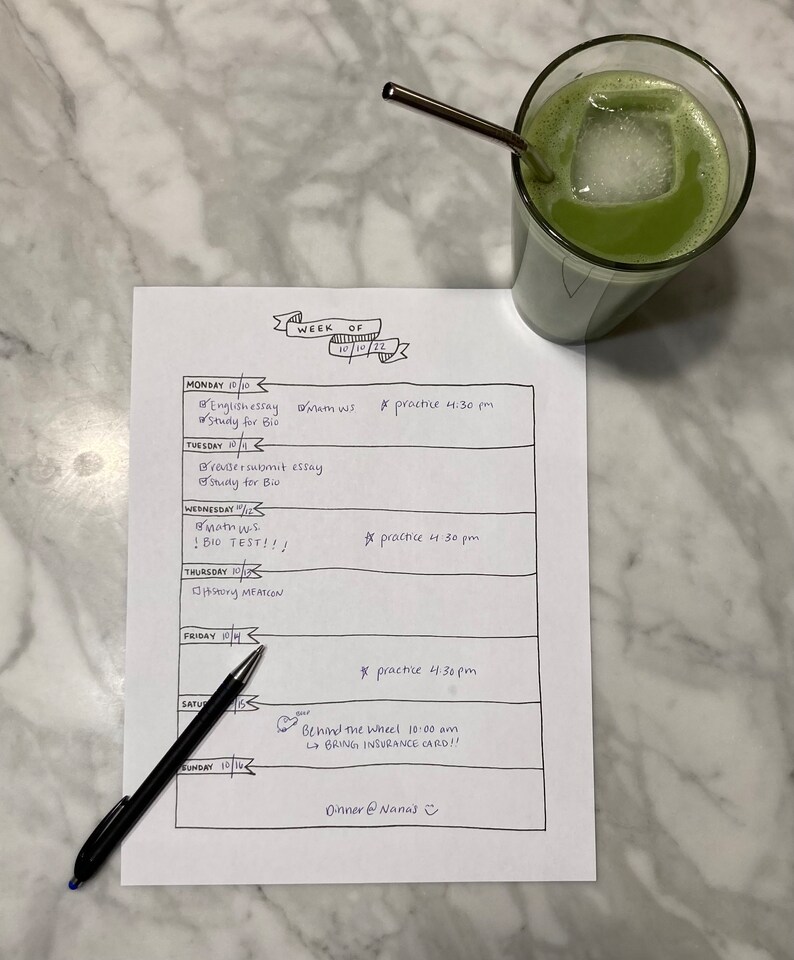 Printable Single Sheet Weekly Planner (banners) - Etsy